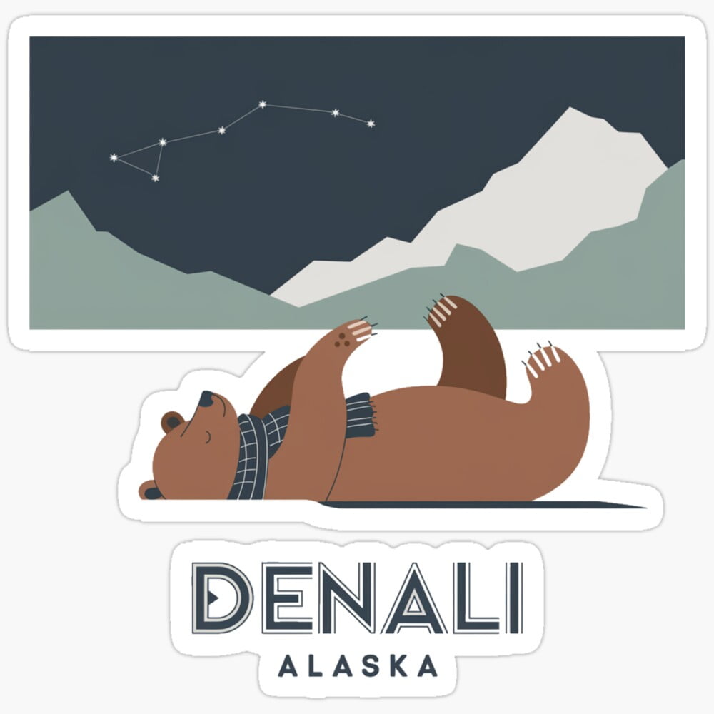 Denali Stargazing Bear Nighttime Stickerphone Decal Water Bottle ...