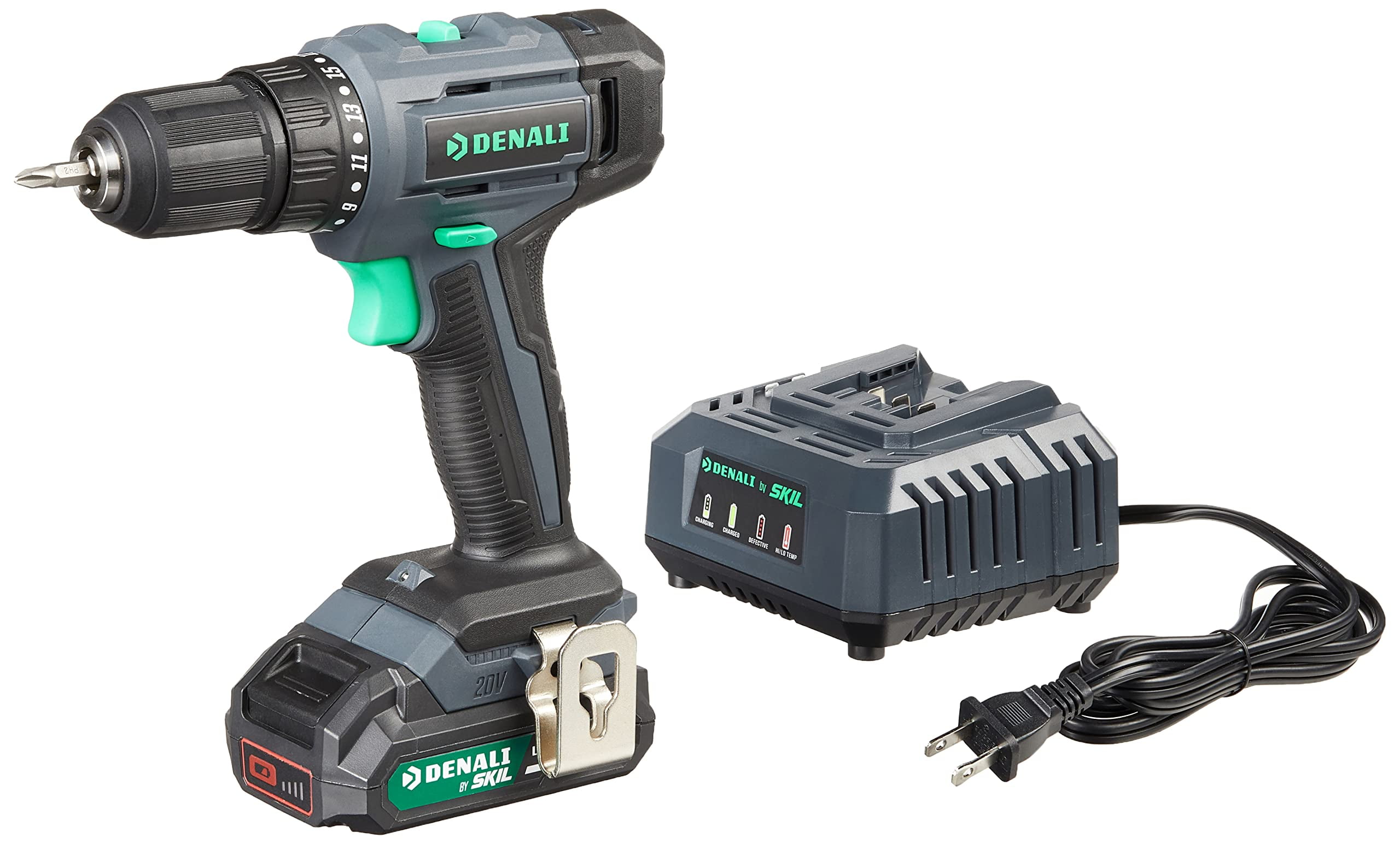 SKIL Denali 20V Cordless Drill Kit with 2.0Ah Battery, 2.4A Charger ...