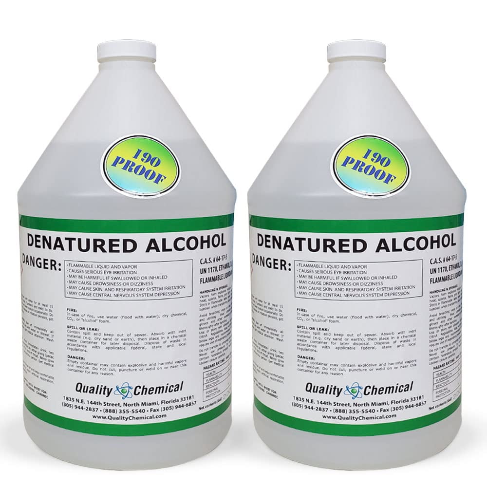 Biodegradable Denatured Alcohol (Ethanol) 190 Proof - 2 Gallon Case ...