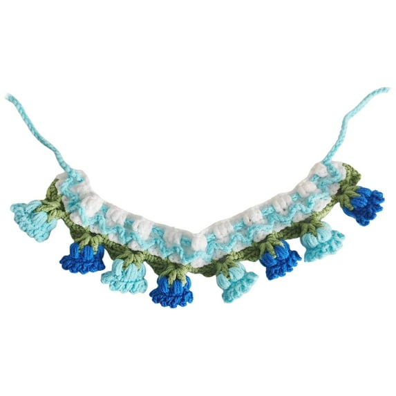 Denbek Cute Cat Collars, Hand-Knitted Floral Pet Collar Breakaway ...