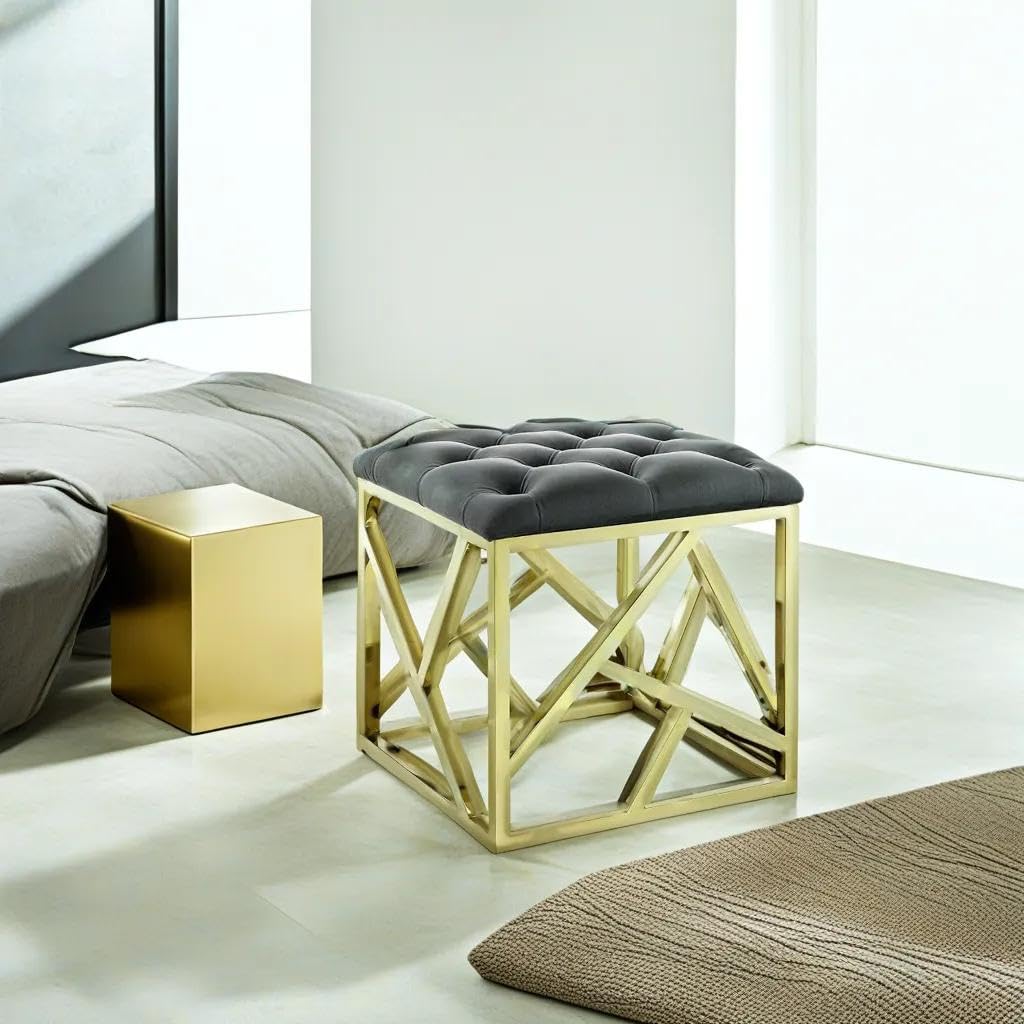 Dence Store Velvet Footrest Ottoman Round for Use in Any Bedroom Living ...