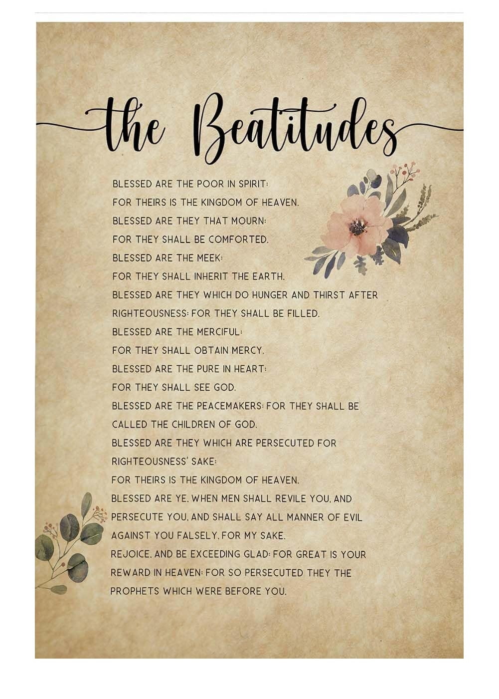 Deneest Matthew 5 3-12 The Beatitudes Bible Verse Wall Art Bible Verse ...