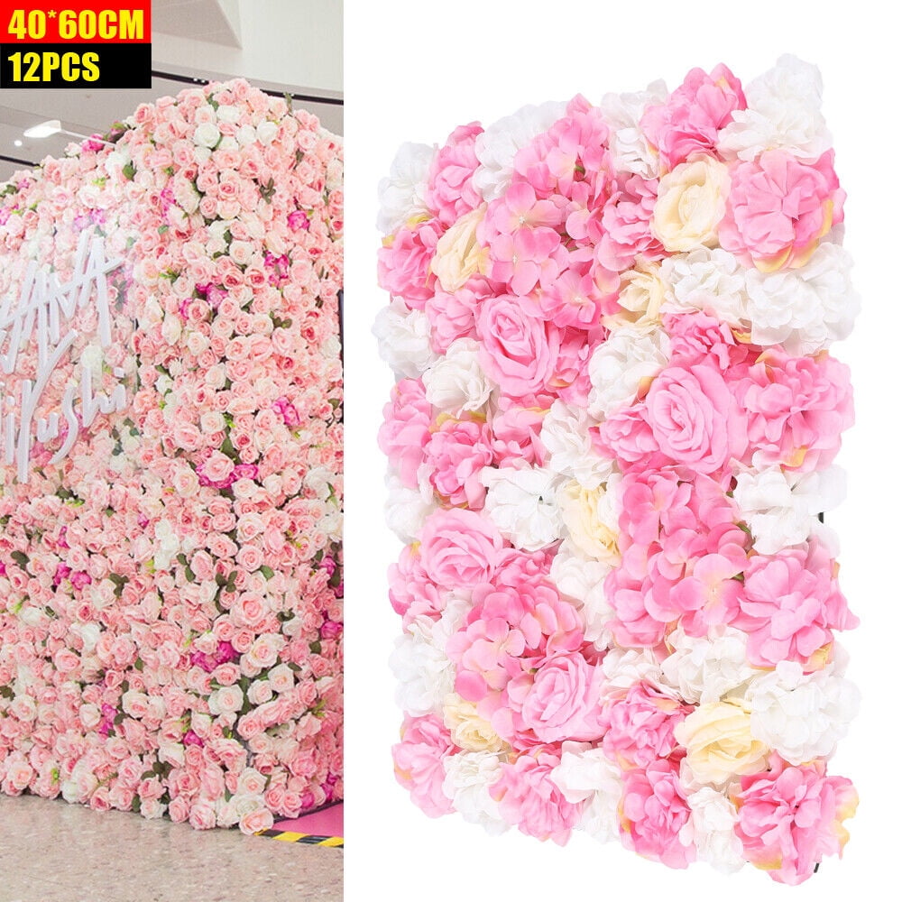 Denest 12-Pack Artificial Flower Wall Panels 24" x 16" Pink&Yellow ...
