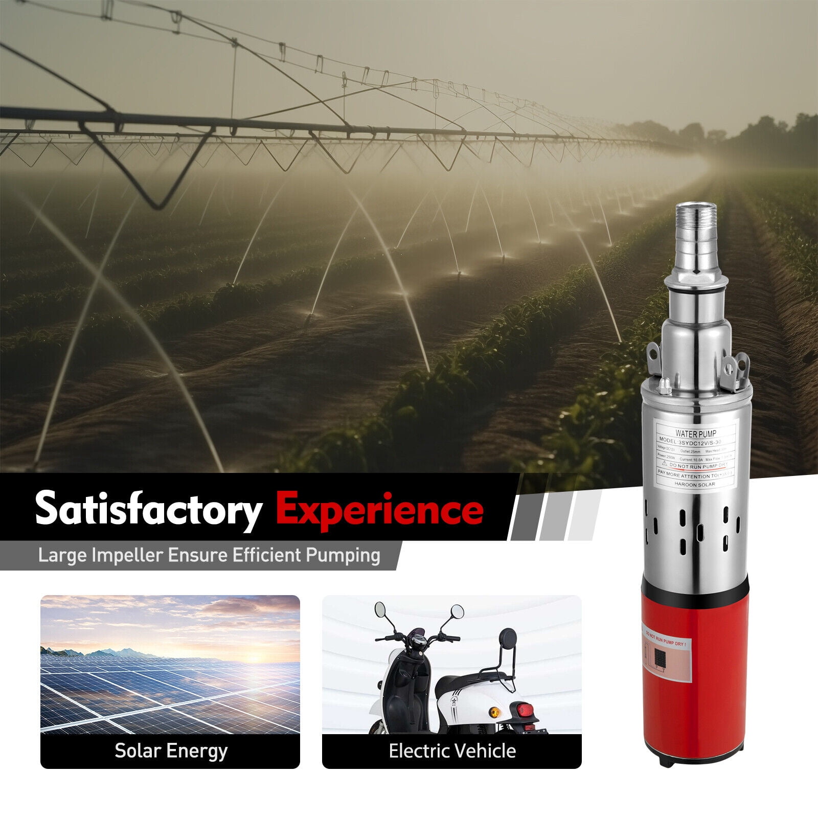 Denest 12V Solar Submersible Pump Deep Well Water DC Pump Stainless ...