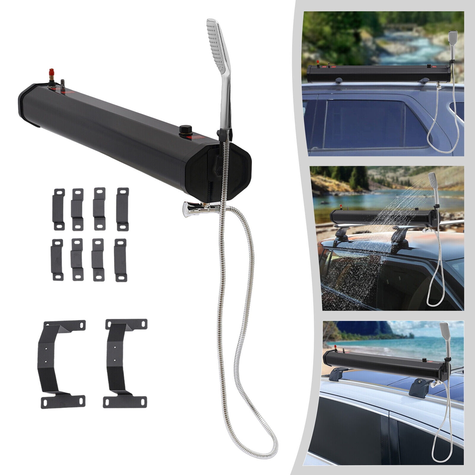Denest 20L Portable Water Tank for Camping, Roof Rack Mount Road Shower ...