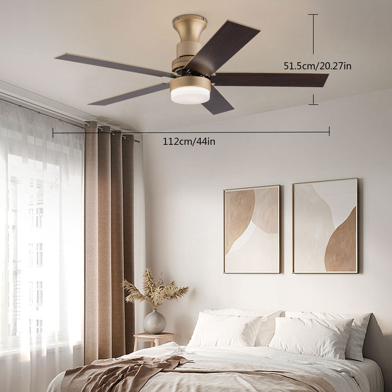 Denest 44inch LED Retractable Blades Ceiling Fan Lamp with Remote ...