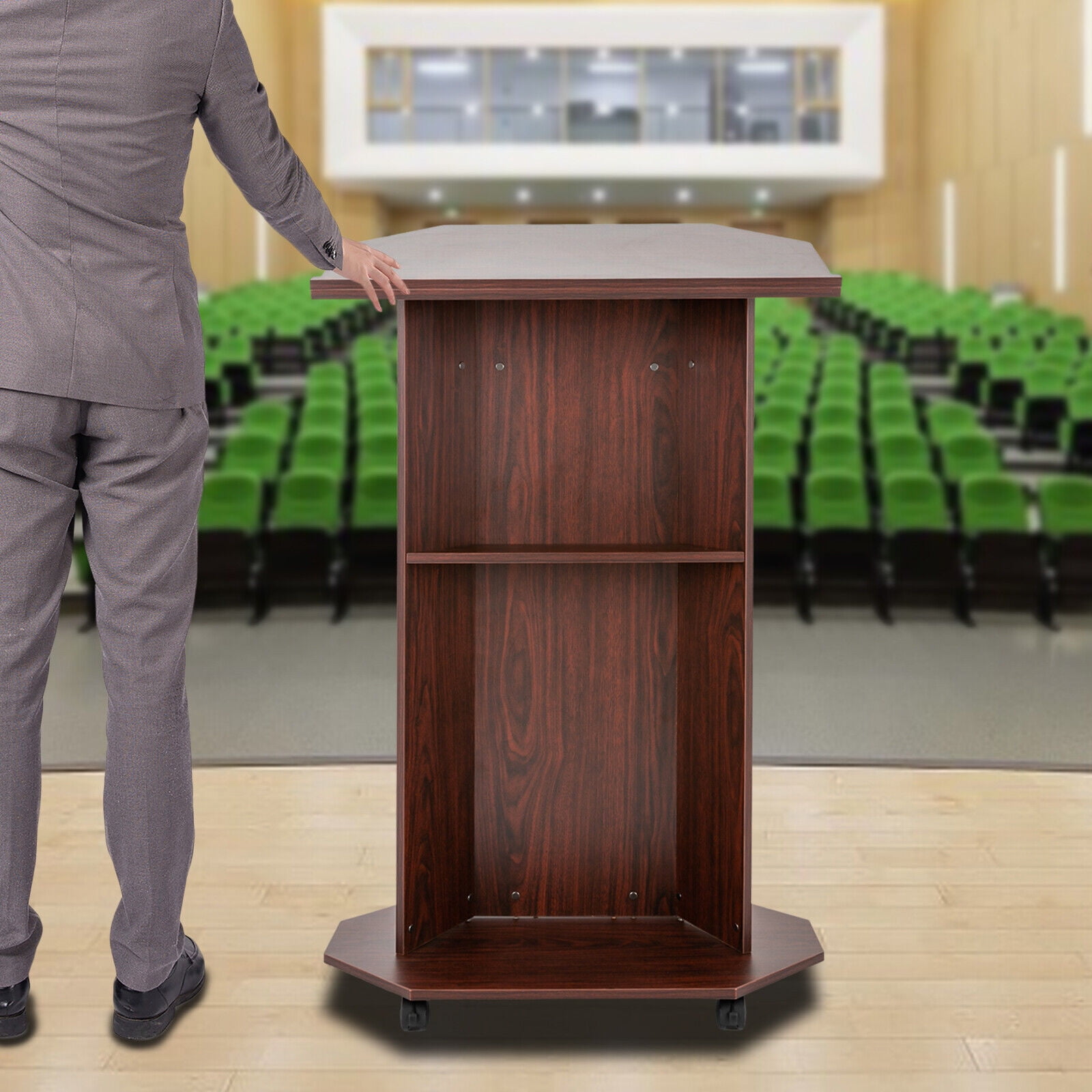 Denest 46" Woood Podium Conference Pulpit Podium Speech Church Lectern ...