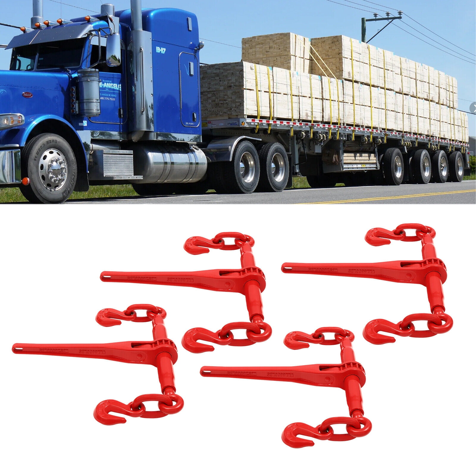 Denest 4PCS Red Chain Binder Ratchet Load Binder 5/16"-3/8" for Tie ...