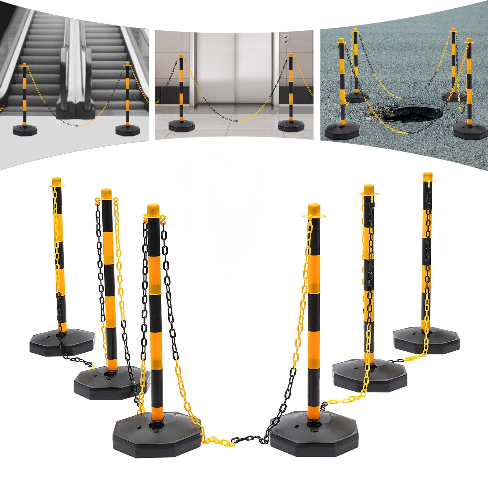 Denest 6 Pack Traffic Cones Adjustable Delineator Post Portable Parking ...
