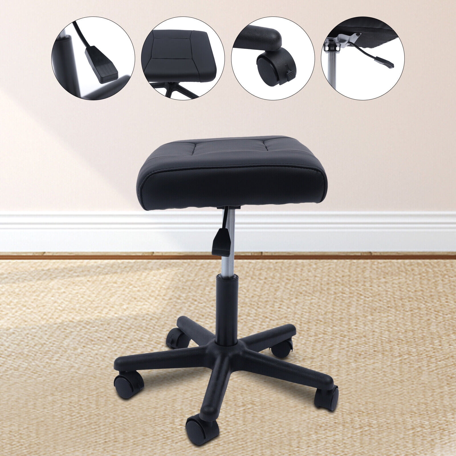 Denest Adjustable Foot Rest Under Desk Footrest Leather Black Foot ...