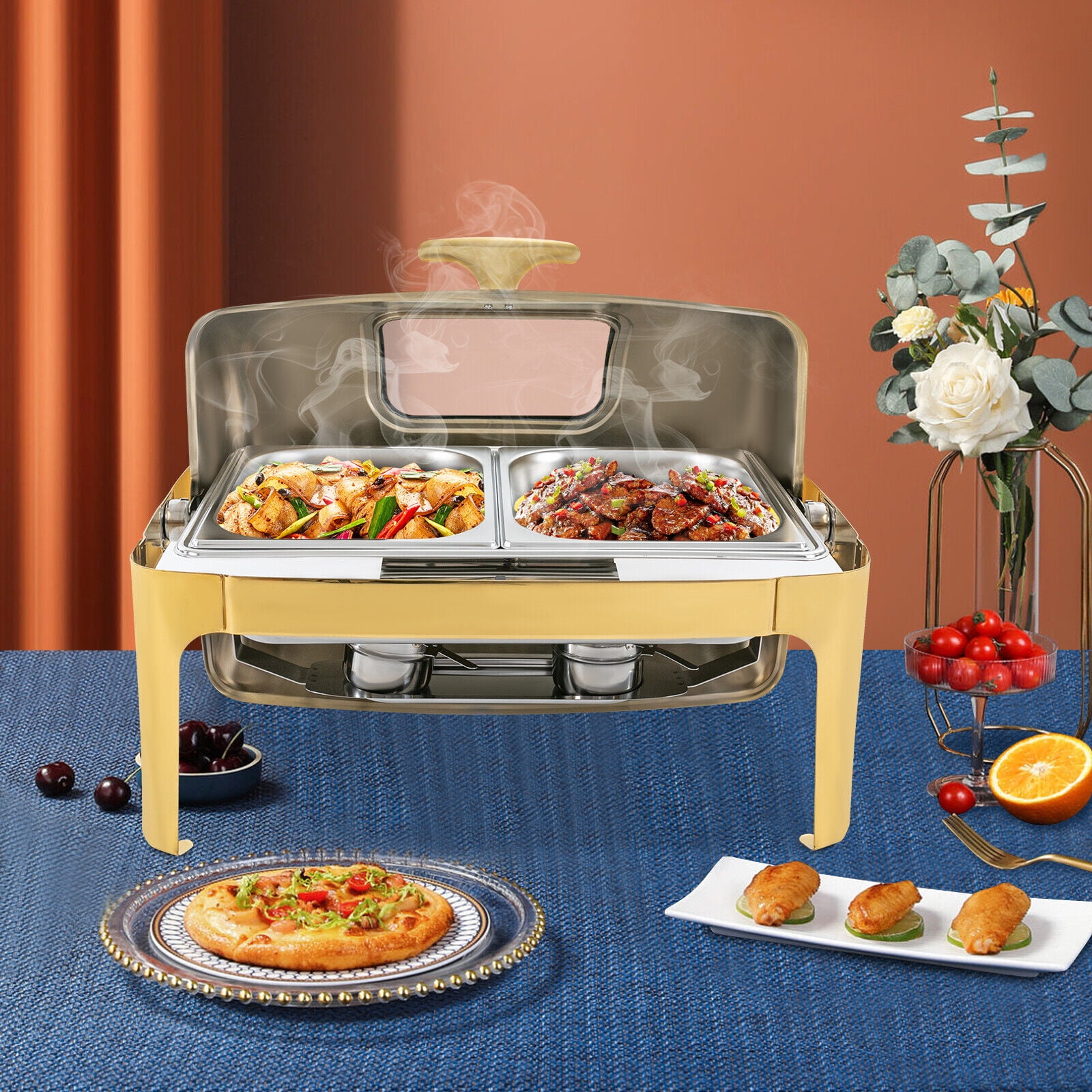 Denest Gold Chafing Dish 2Pan Stainless Steel Chafing Dish Gold ...