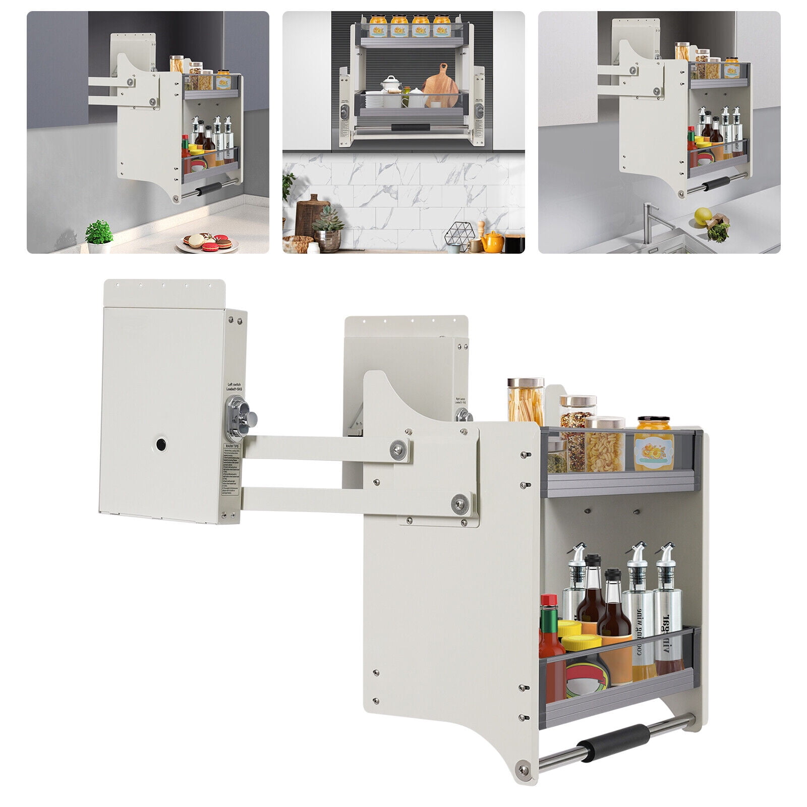 Denest Kitchen Pull Down Shelf Upper Cabinet 2-Tier Pull Down Cabinet ...