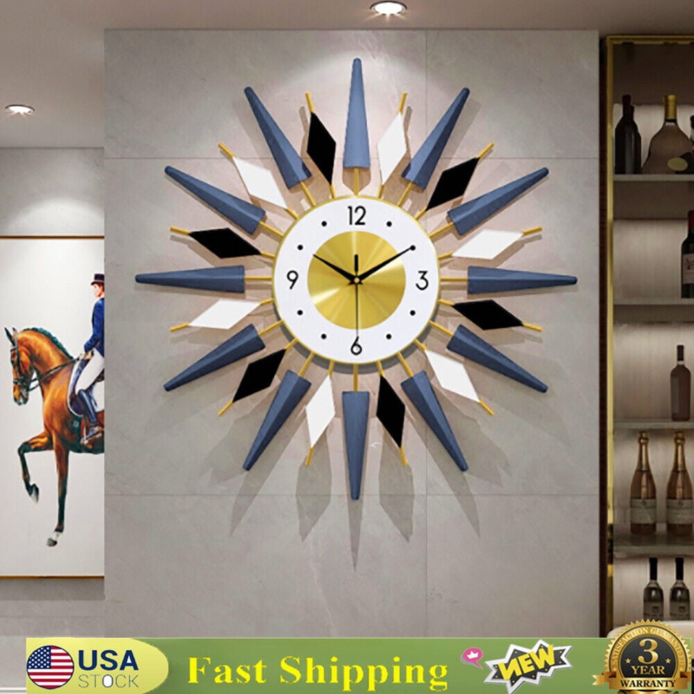 Denest Mid Century Wall Clock Large Silent Metal Starburst Wall Clock ...