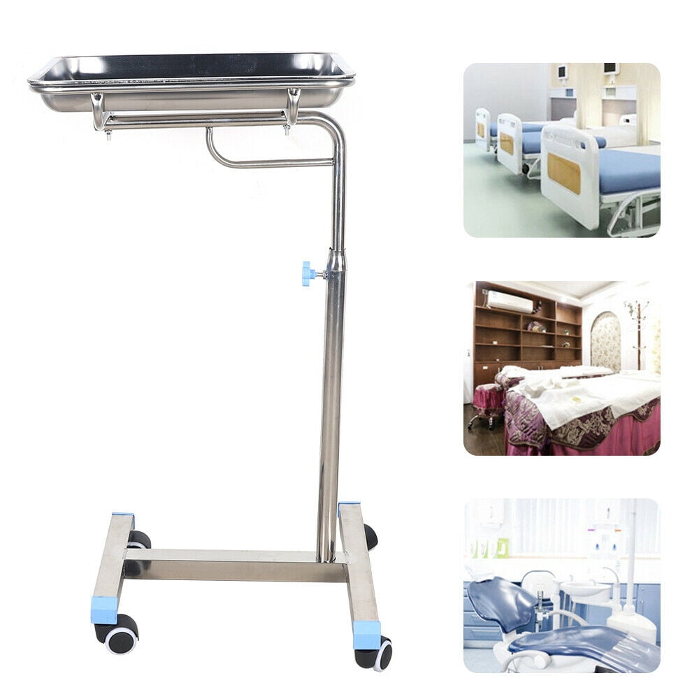 Denest Mobile Stainless Steel Tray Stand Rolling Cart Rack Adjustable ...