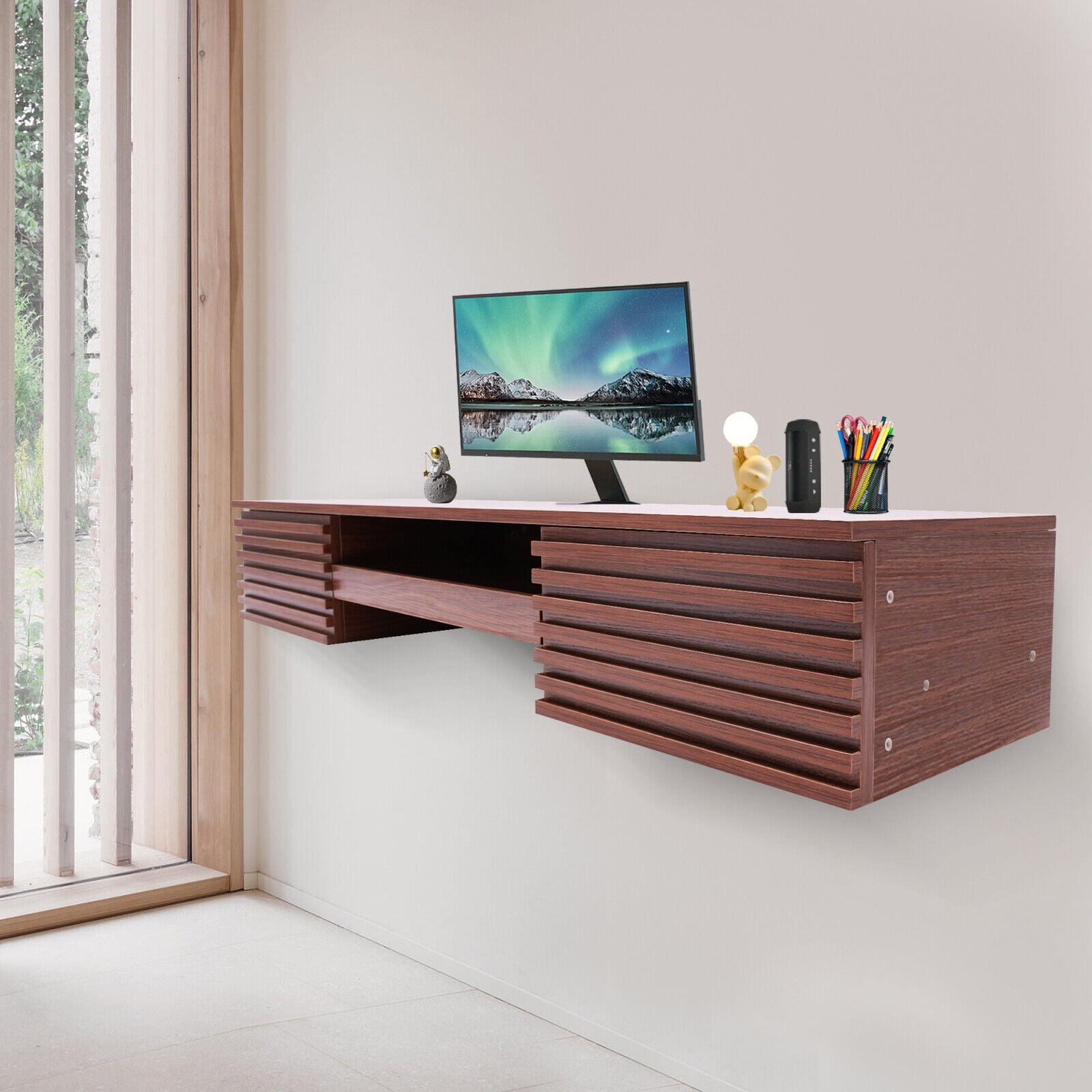 Denest Modern Wall Mounted Desk with Pull Out Drawer, Ecological Board ...