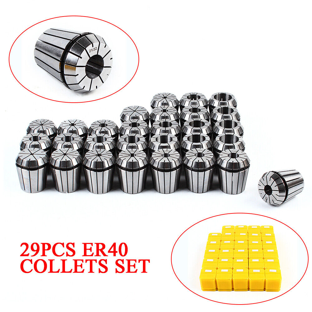 Denest Precision ER40 Spring Collet 29Pcs Set 1/8"-1" Imperial Sizes ...