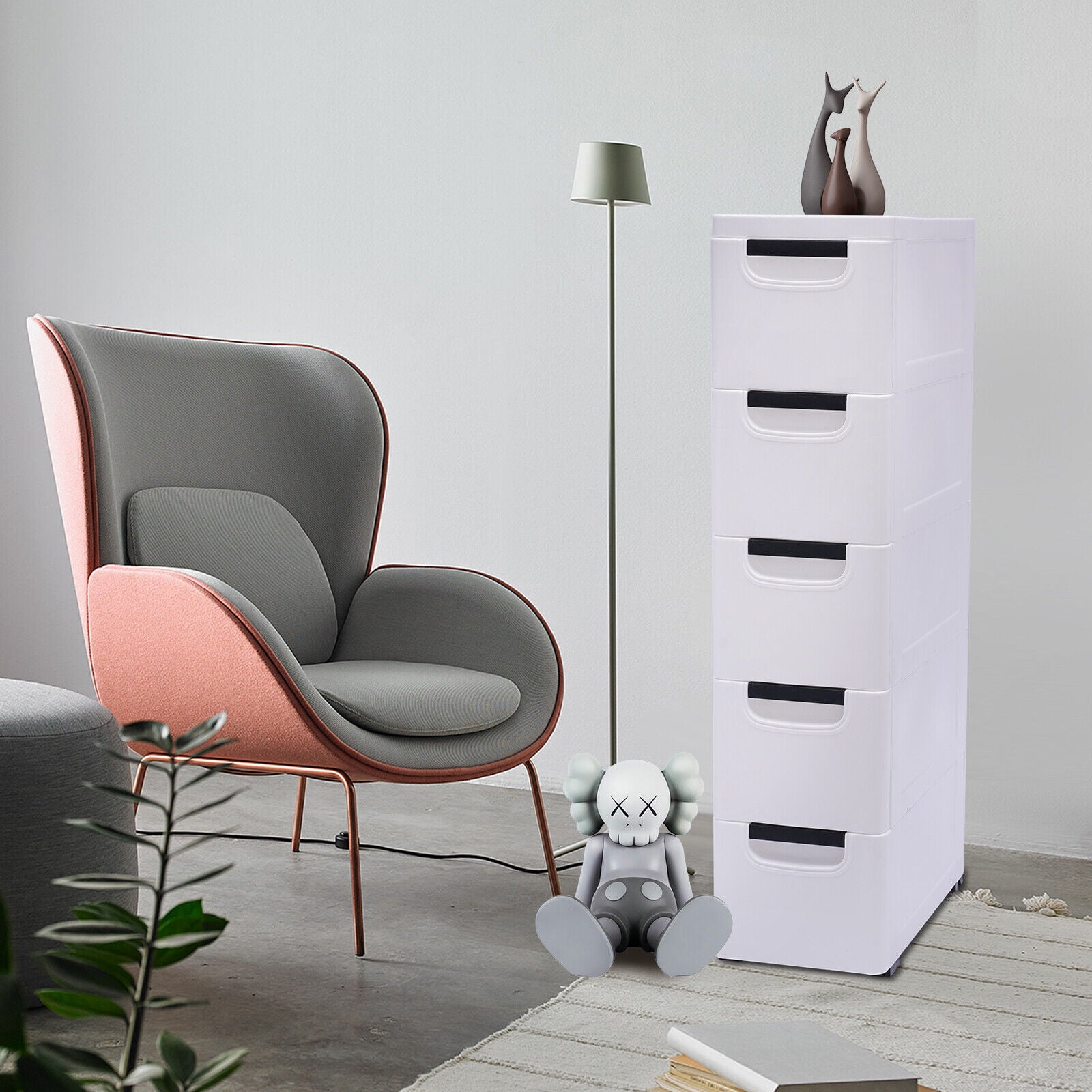 Denest Vertical Tall Dresser Storage Tower With 5 Drawers Fabric ...