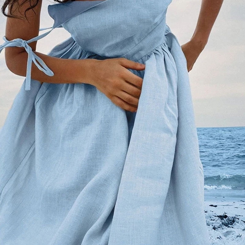 Deng Jhjn Elegant And Sexy Women Dress Backless Suspender Frock V-Neck ...