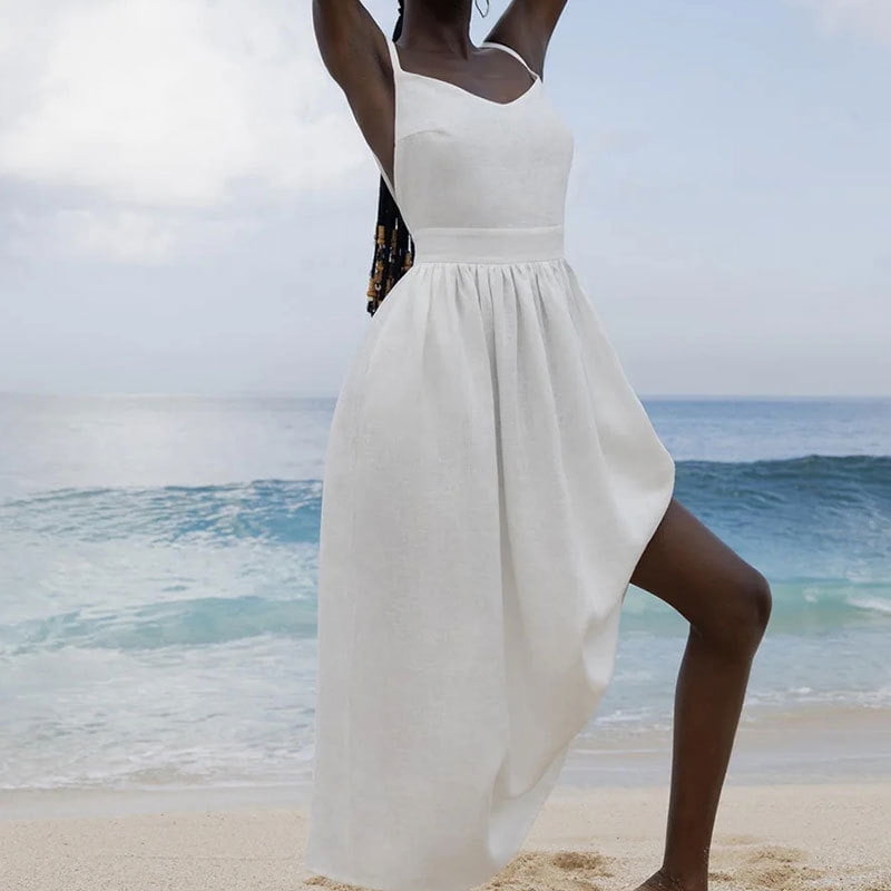 Deng Jhjn Elegant And Sexy Women Dress Backless Suspender Frock V-Neck ...