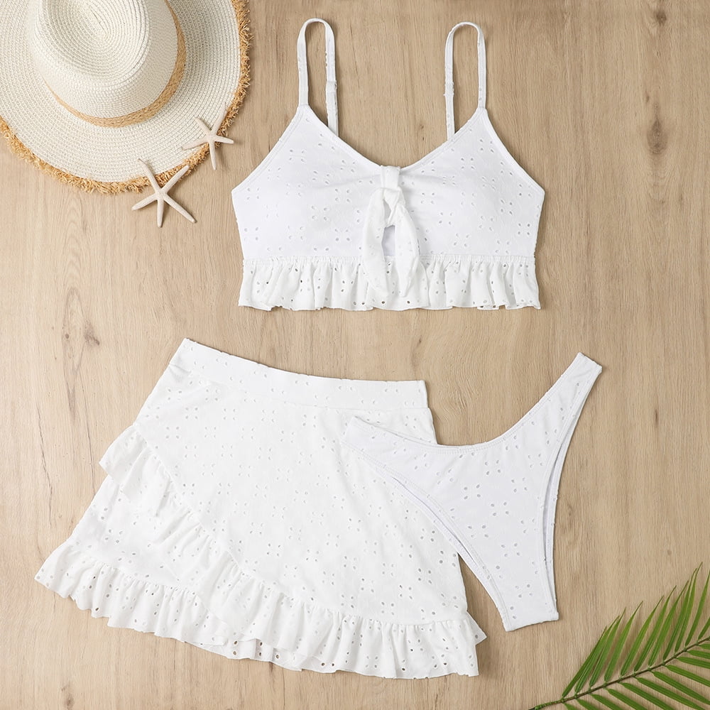 Deng Sexy White Ruffle Bikini 2024 Women Three Pieces Swimsuit ...