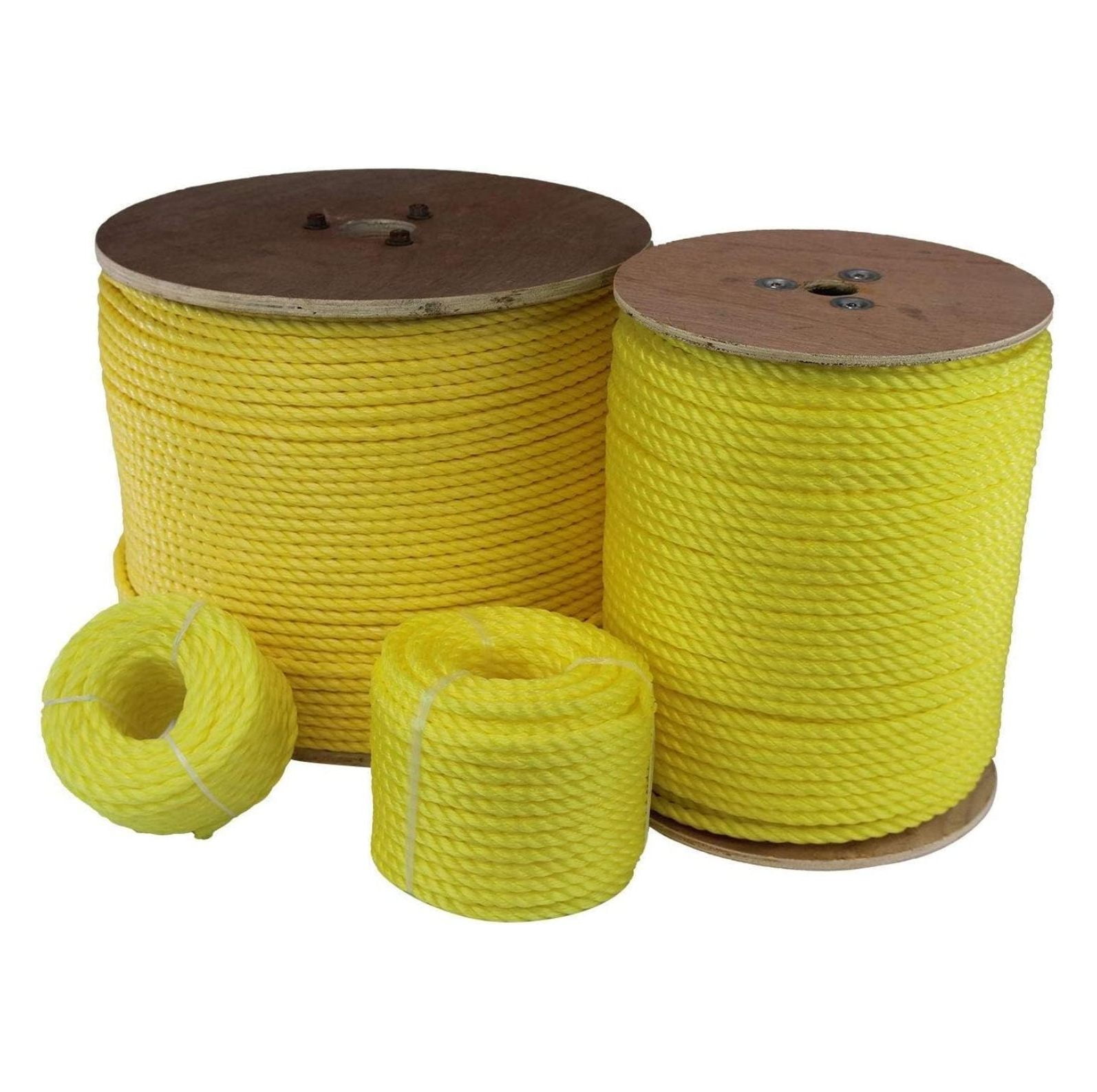 Deng rui 1/4 Inch by 1200 Feet Twisted 3-Strand Yellow Polypropylene Rope I 1,125 lbs. Tensile ...