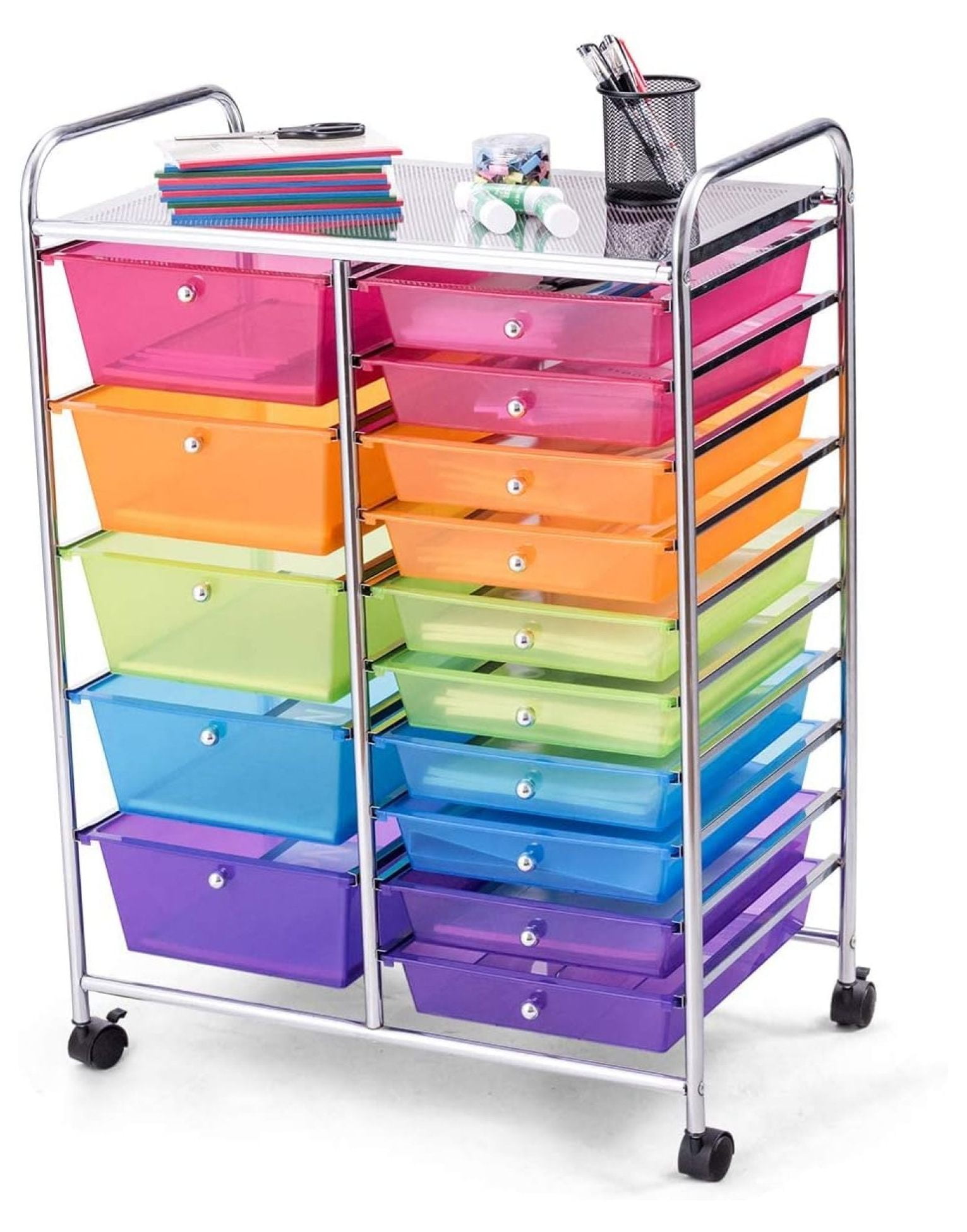 Deng rui 15-Drawer Rolling Storage Cart, Multipurpose Movable Organizer ...