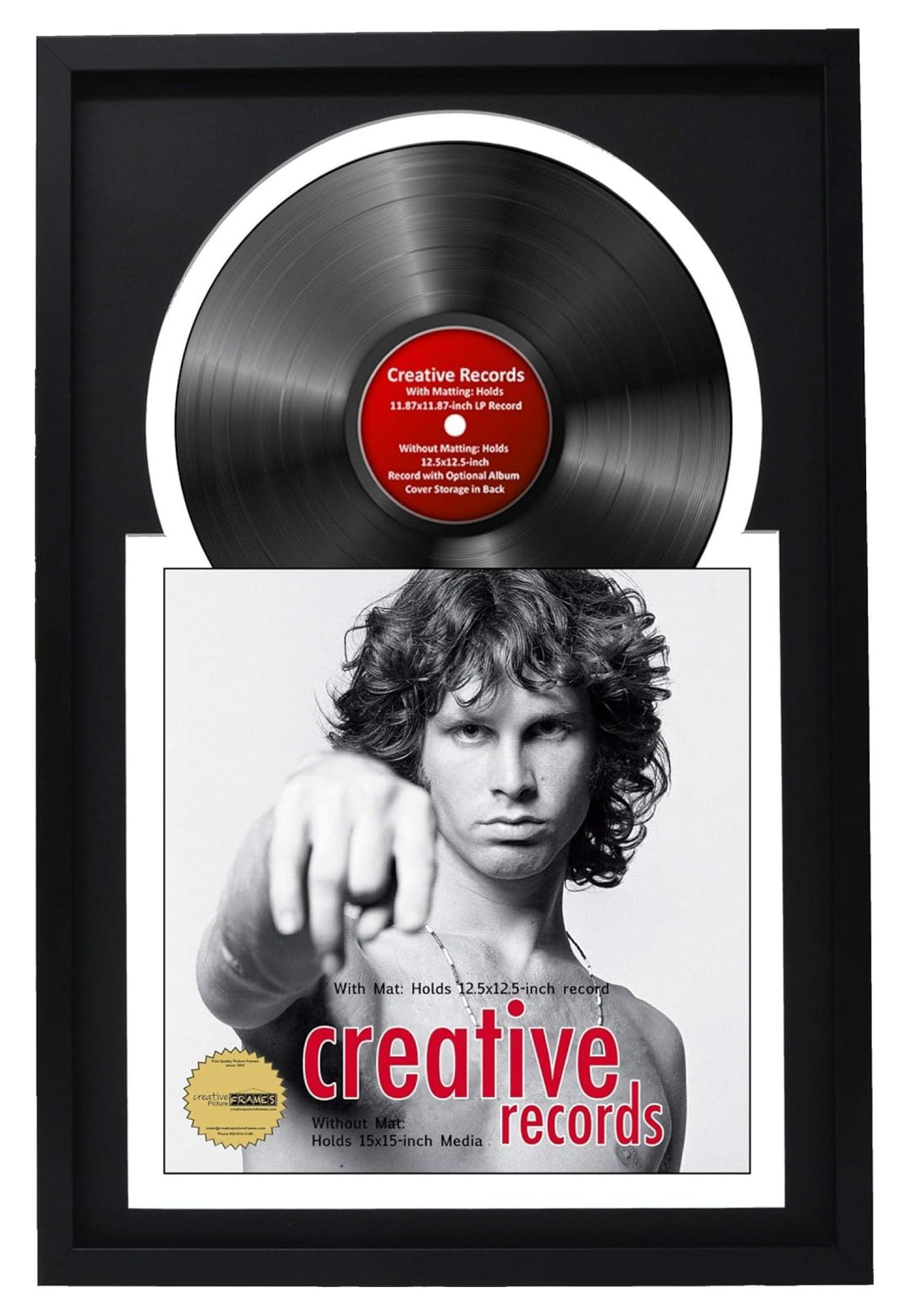 Deng rui 16" x 24" Jukebox Vinyl Frame Display with Double Black-White Matting, LP Record Album ...