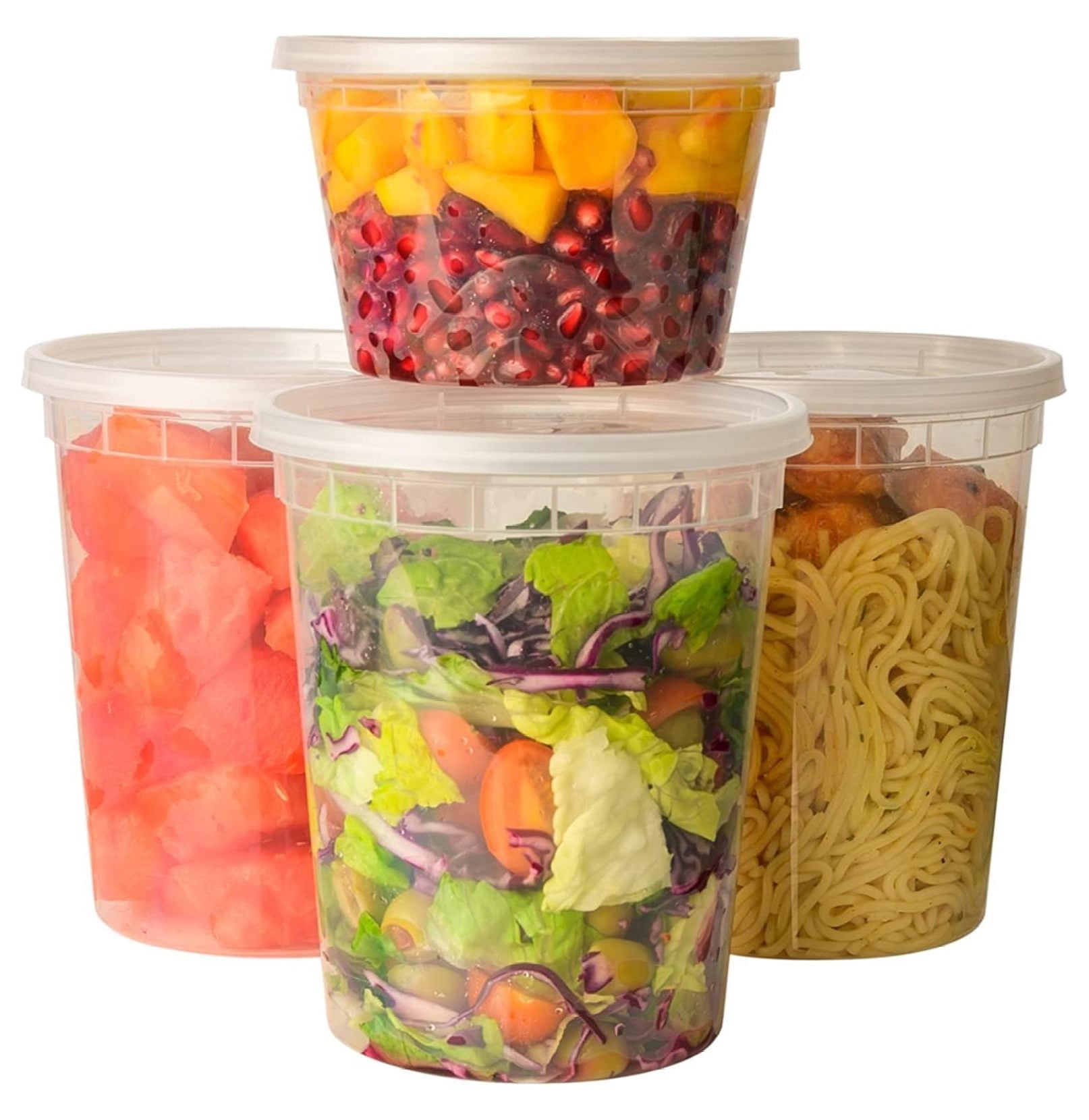 Deng rui [24 Sets-32 oz.] Plastic Deli Food Storage Containers with ...