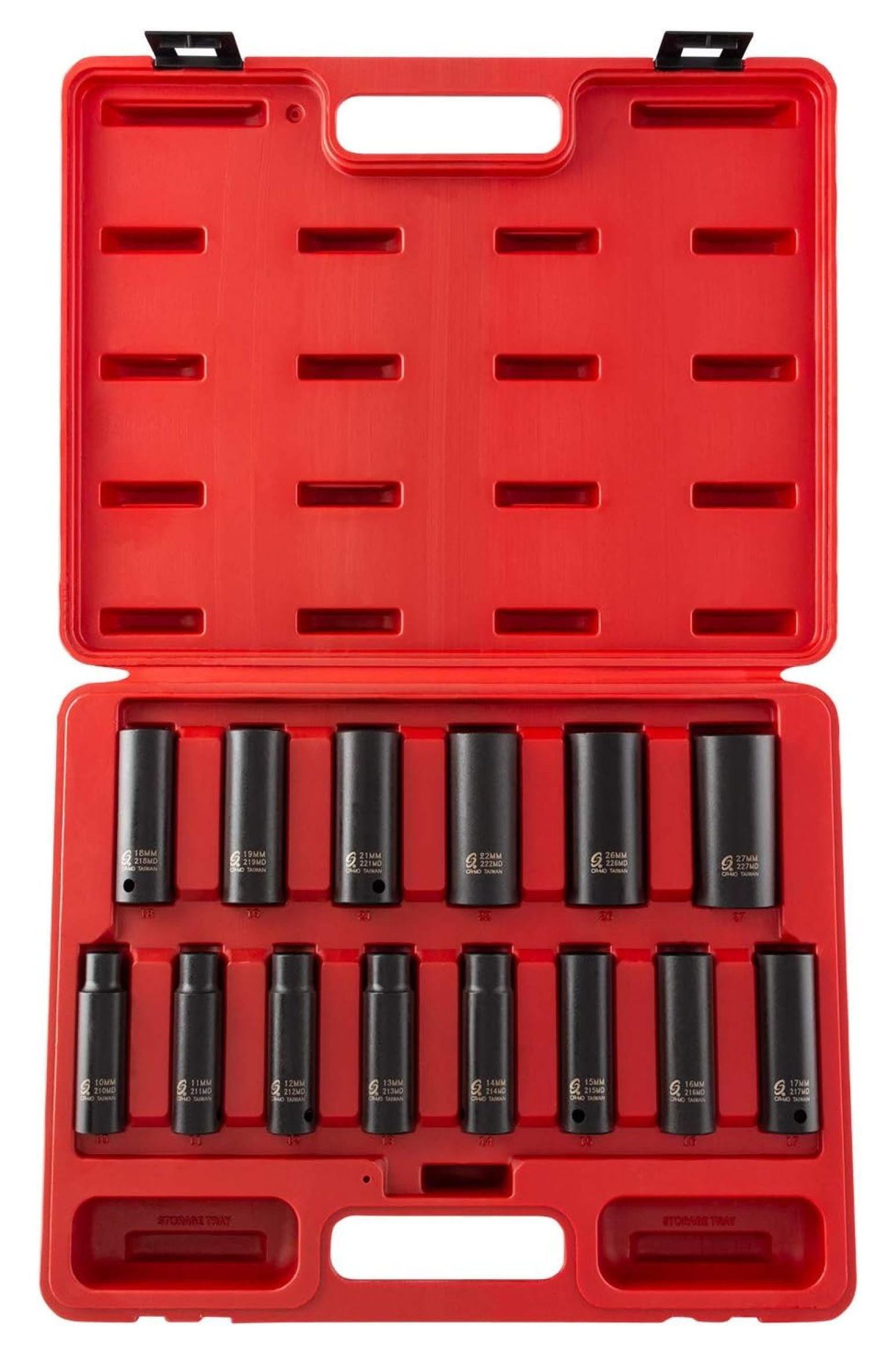 Deng rui 2653 1/2-Inch Drive Deep Metric 6 Point Impact Socket Set, 14 ...