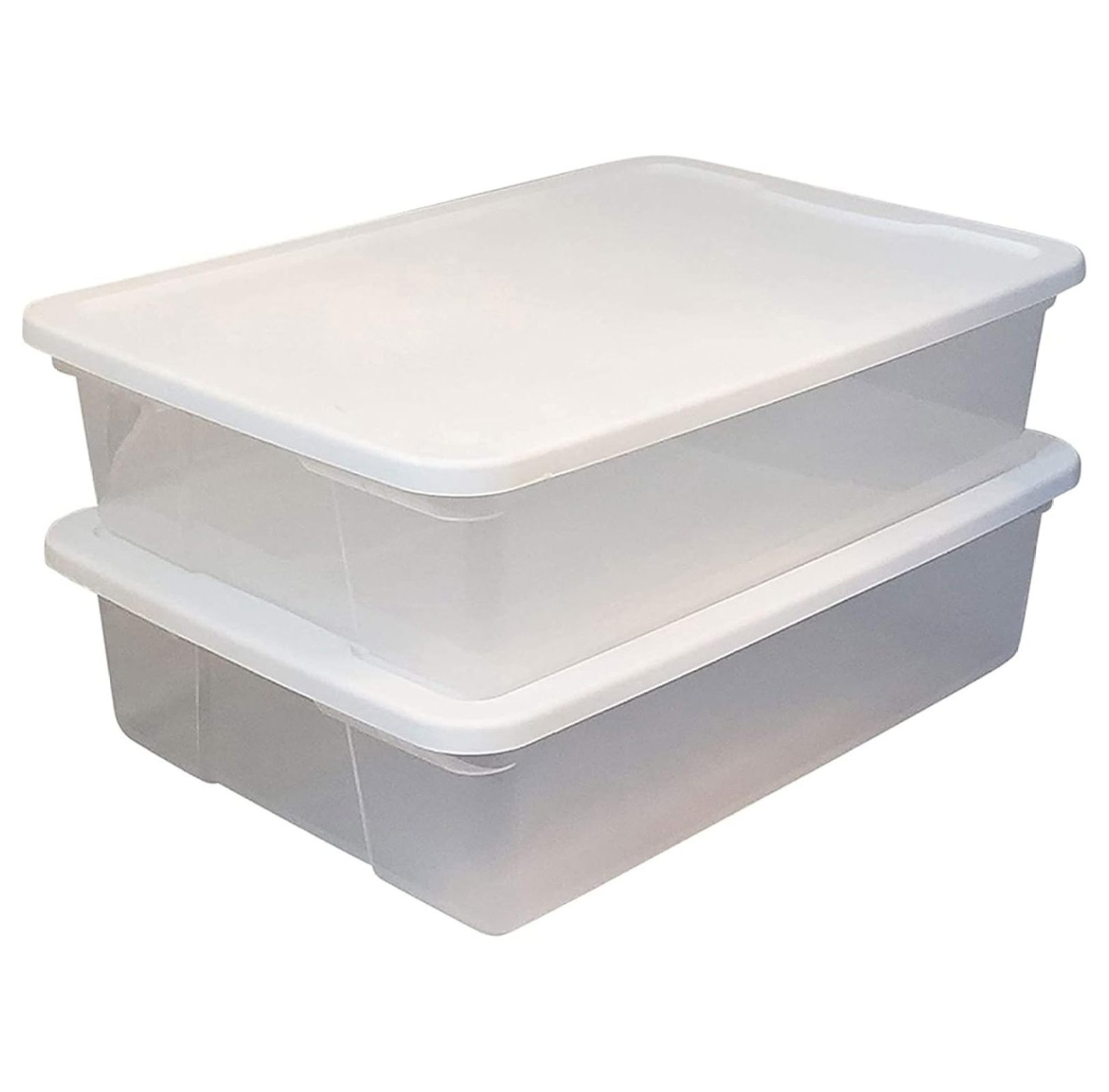 Deng rui 28 Quart Stackable Storage Bins, Organizer Containers with Snap Lids and Handles, Clear ...