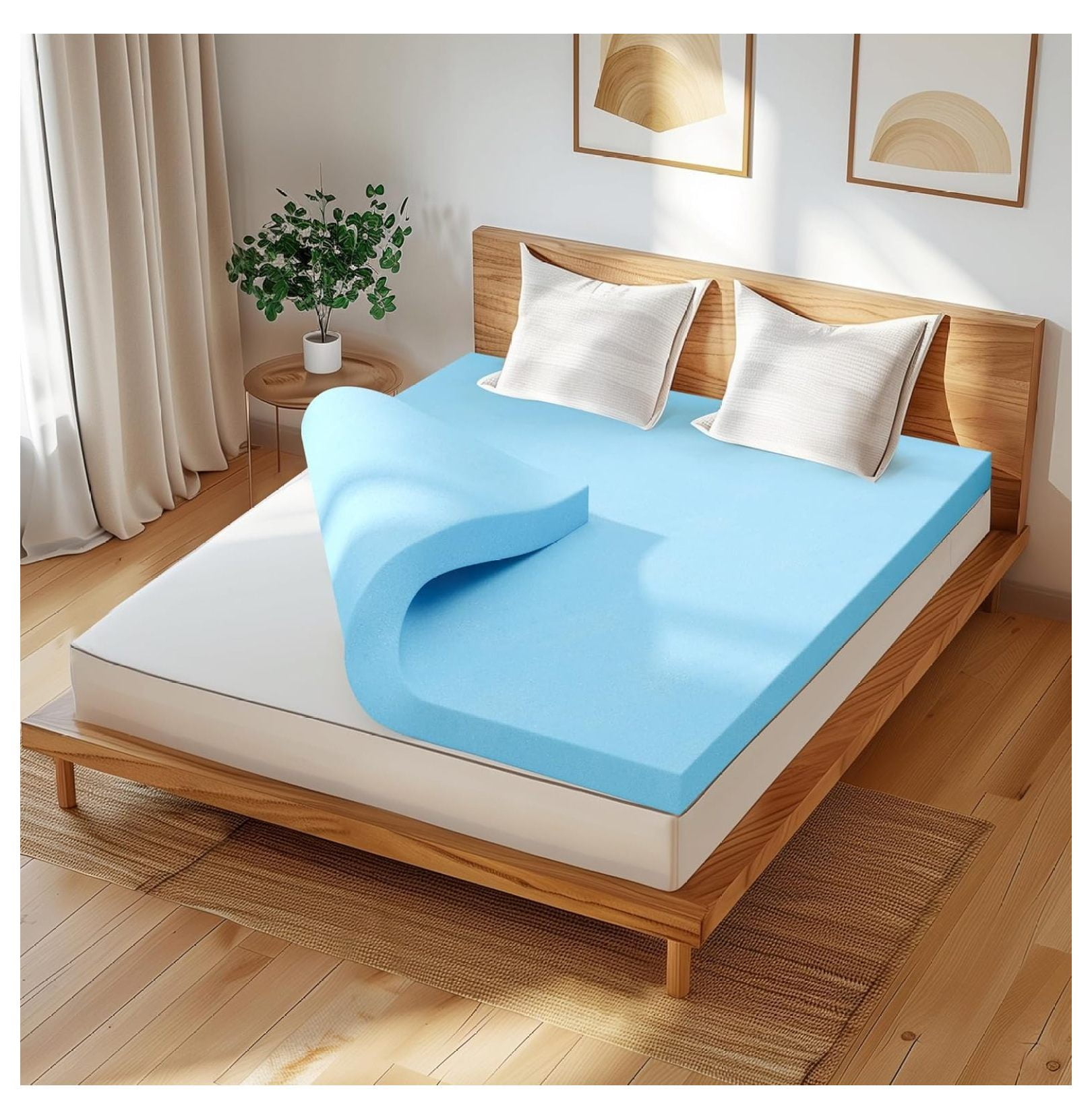 Deng rui 3 Inch Memory Foam Mattress Topper Cal King Size, Gel Infused Bed Topper for Pressure ...