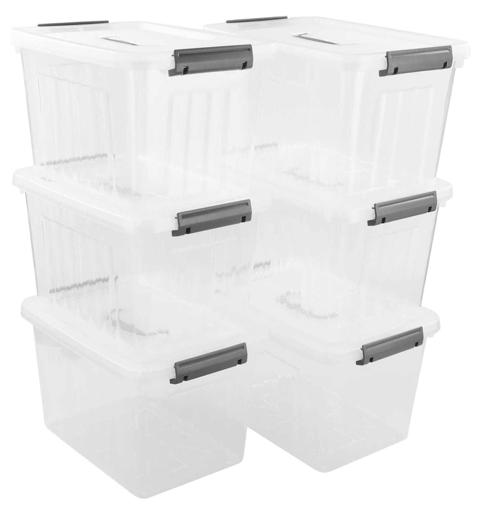 Deng rui 6-Pack Clear Plastic Latching Storage Box, Plastic Box, 10 L - Walmart.com