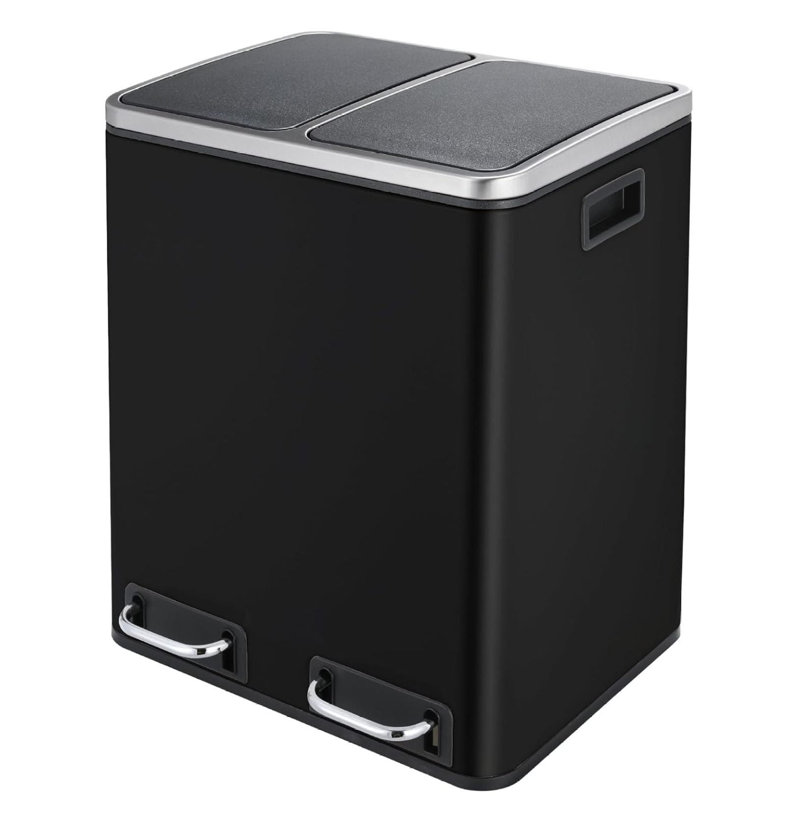 Deng rui 8 Gallon Dual Trash Can, 30L Stainless Steel Kitchen Garbage Can, Step-on Classified ...