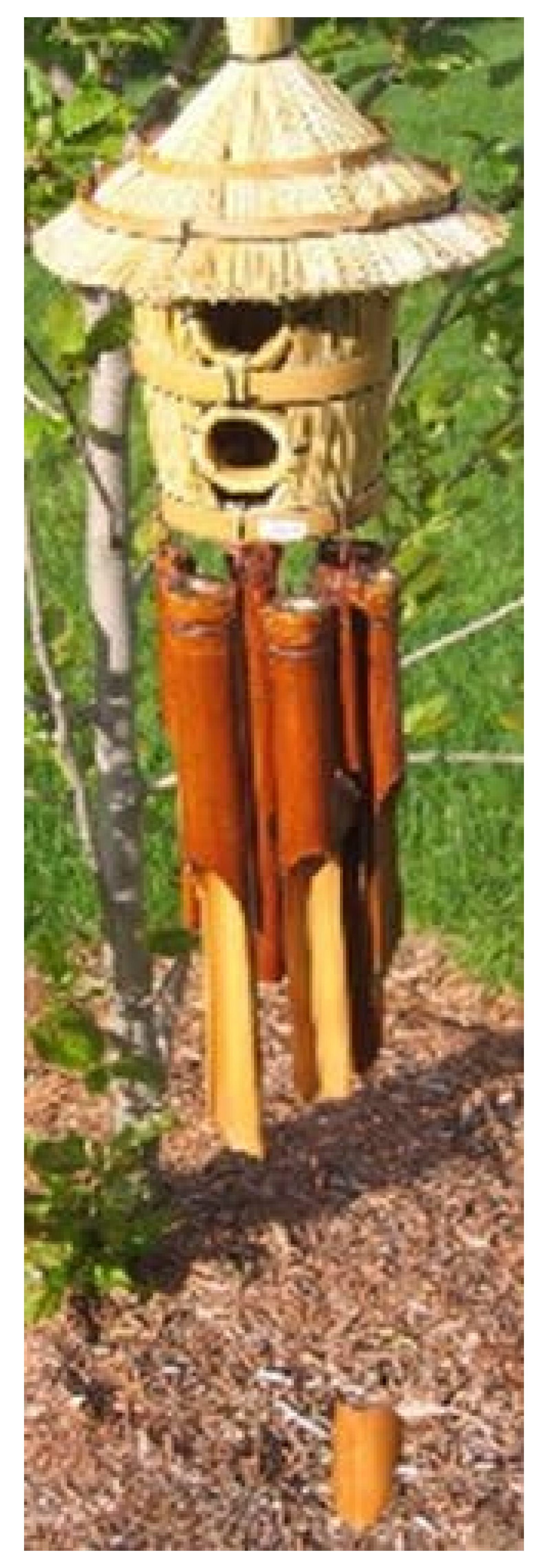 Deng rui Bamboo Wind Chime Windchime Tiki Hut Thatched Roof House ...