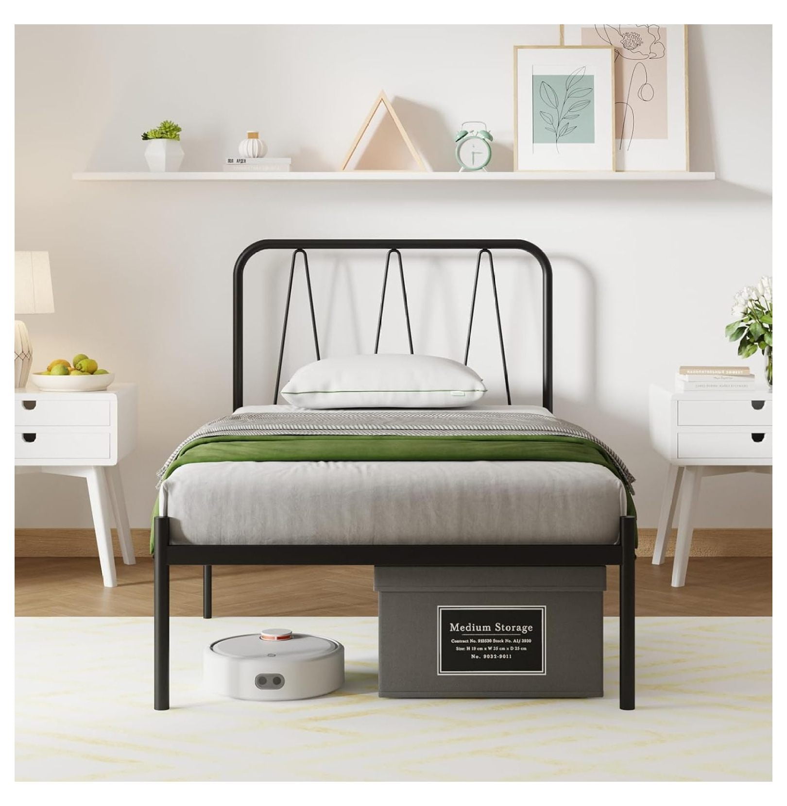 Deng rui Bed Frame with Modern Headboard, 14 Inch Metal Platform Bed ...