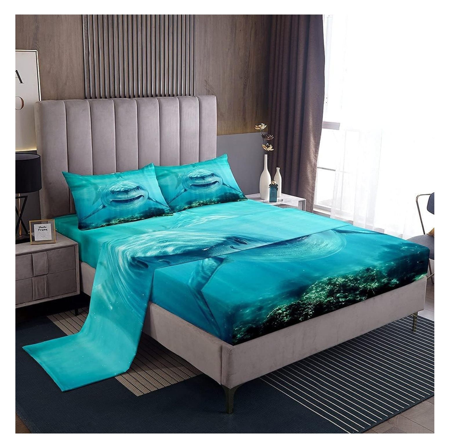 Deng rui Bed Sheet for Kids Ocean Creature Sheet Set Sea Animal Fitted ...