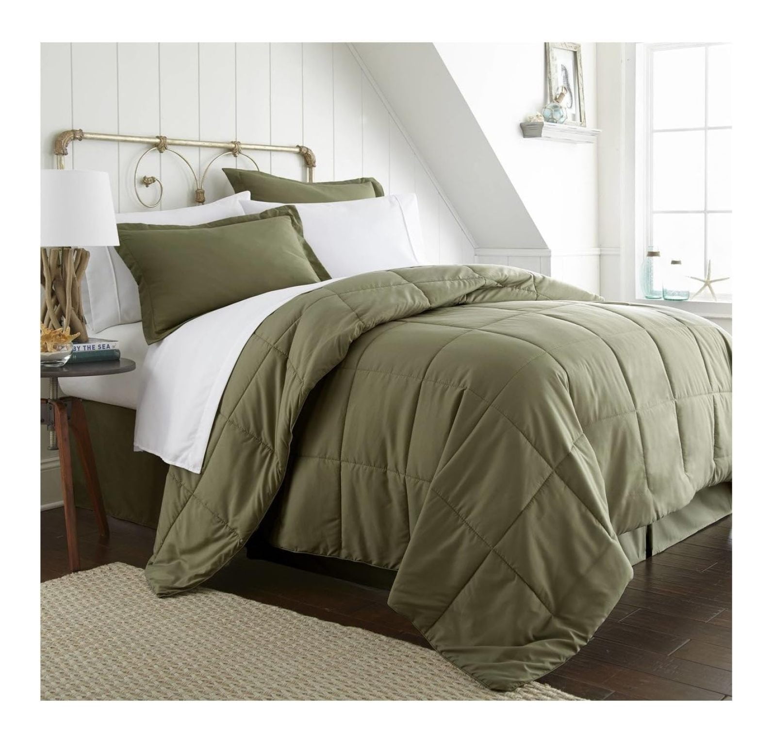 Deng rui Bed in a Bag, Queen, Sage, 8 Piece - Walmart.com