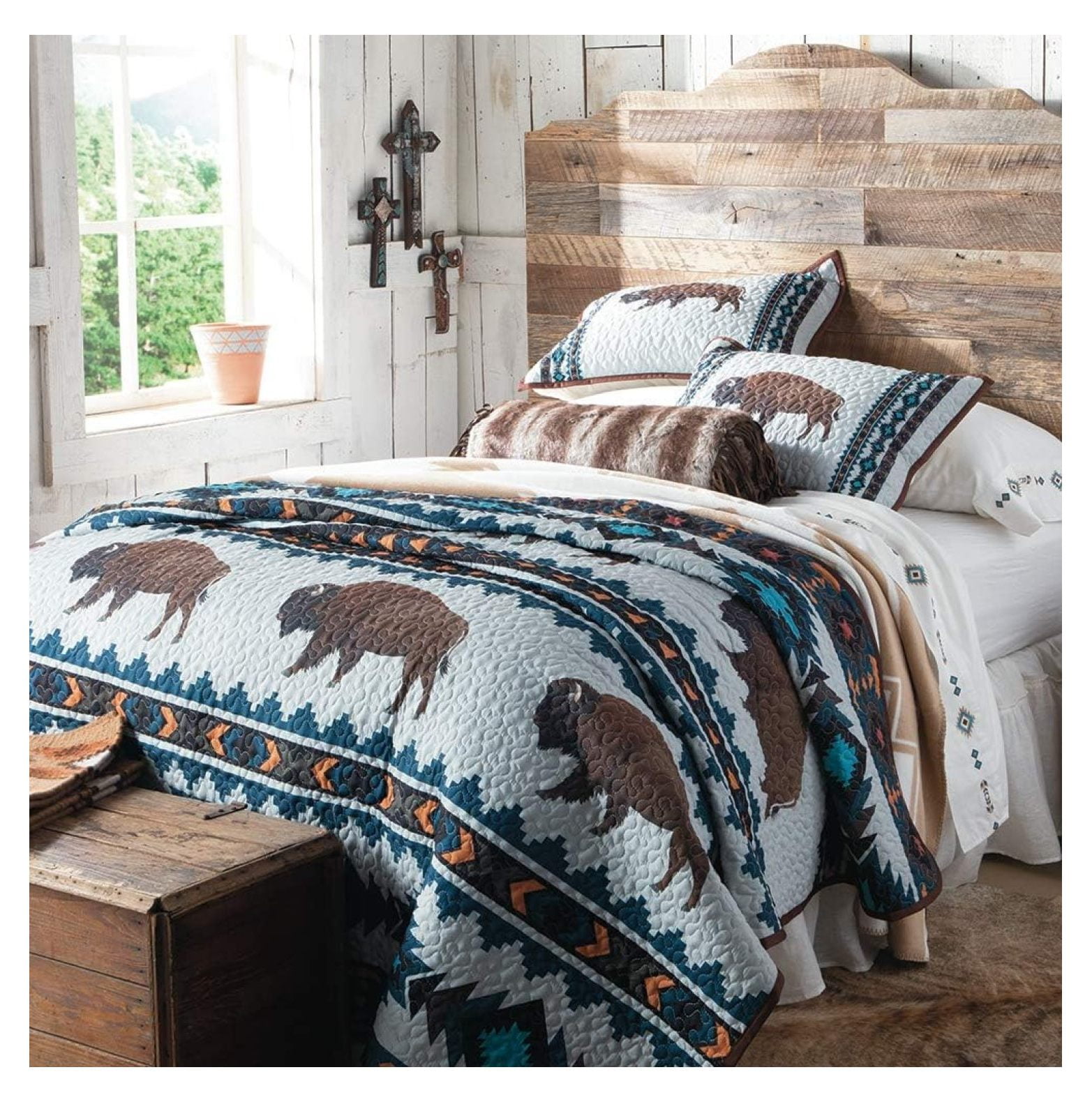 Deng rui Buffalo Southwest Aztec (Quit Set) - Turquoise, Orange, Black ...