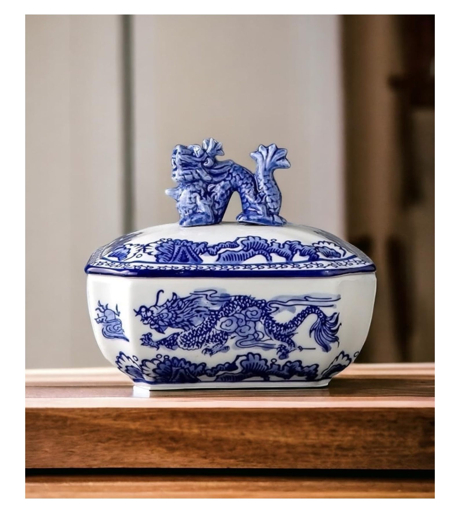 Deng rui Classic Blue and White Ceramic Porcelain Jar Rectangle ...