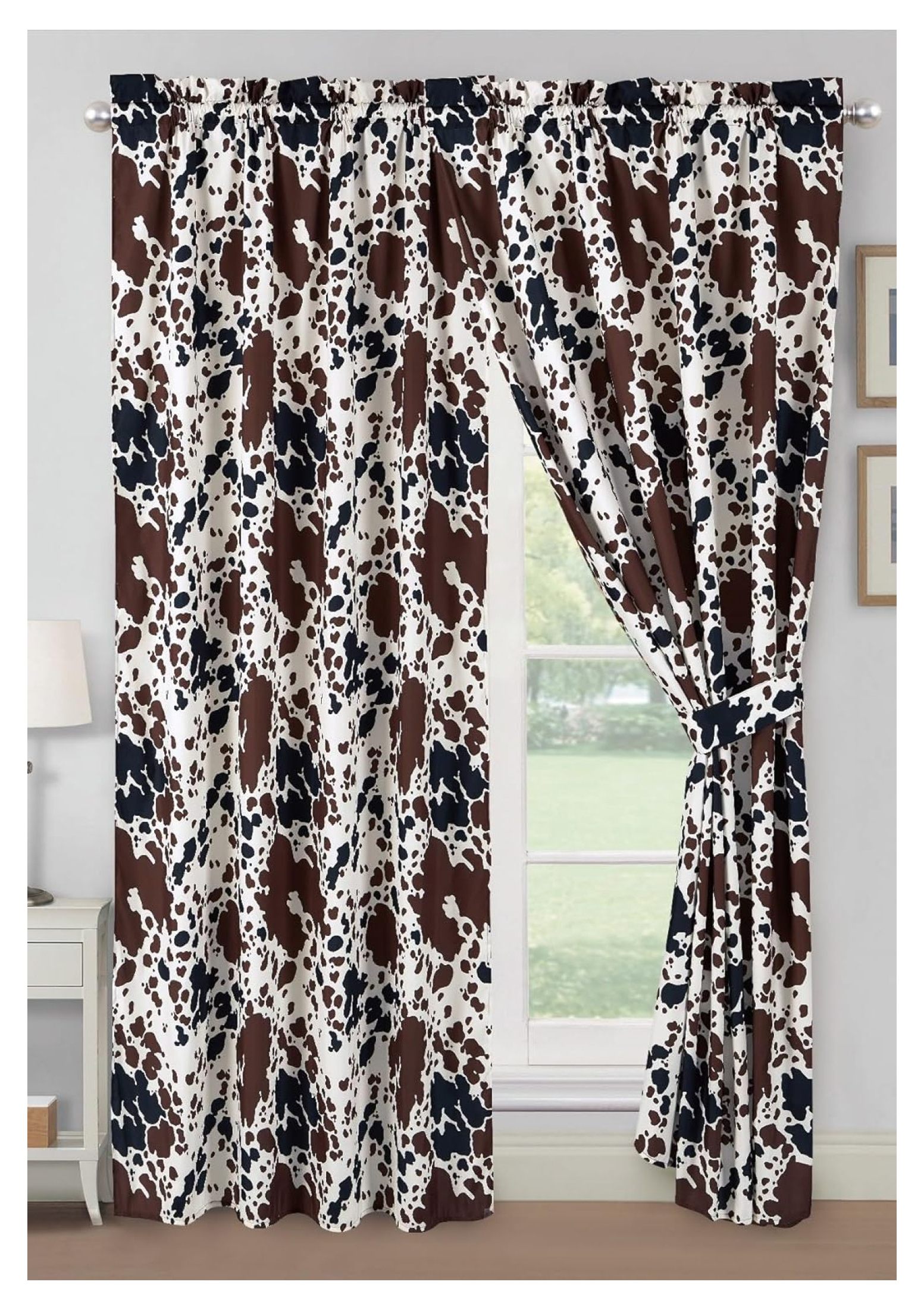 Deng rui Cow Print Curtain Set 116" wide x 84" long Western theme print ...