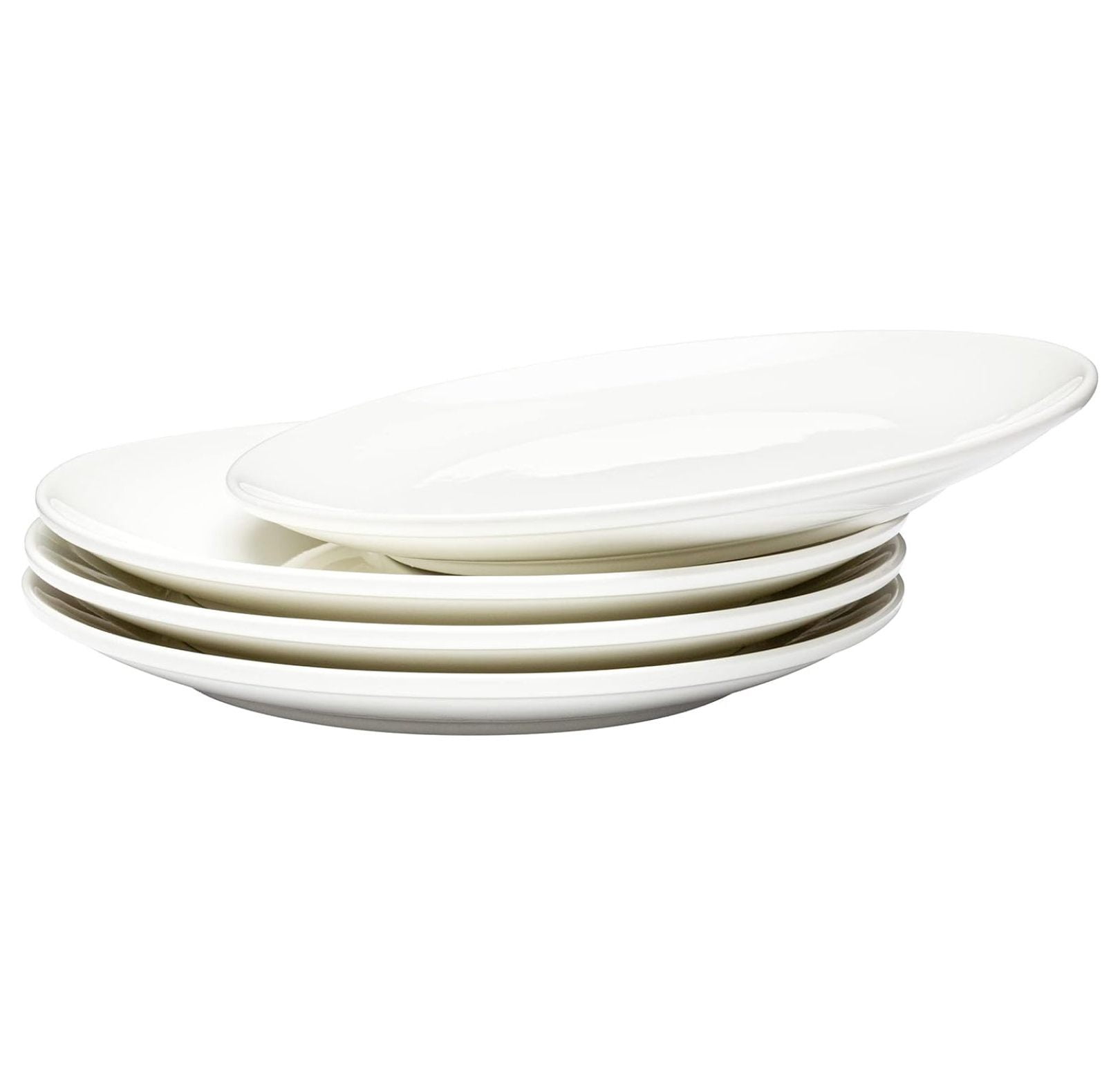 Deng rui Dinner Plate, Set of 4 White Plates, Fine Porcelain, Stackable ...