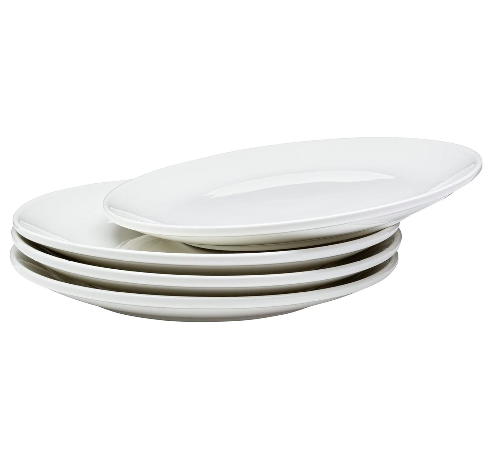 Deng rui Dinner Plate, Set of 4 White Plates, Fine Porcelain, Stackable ...