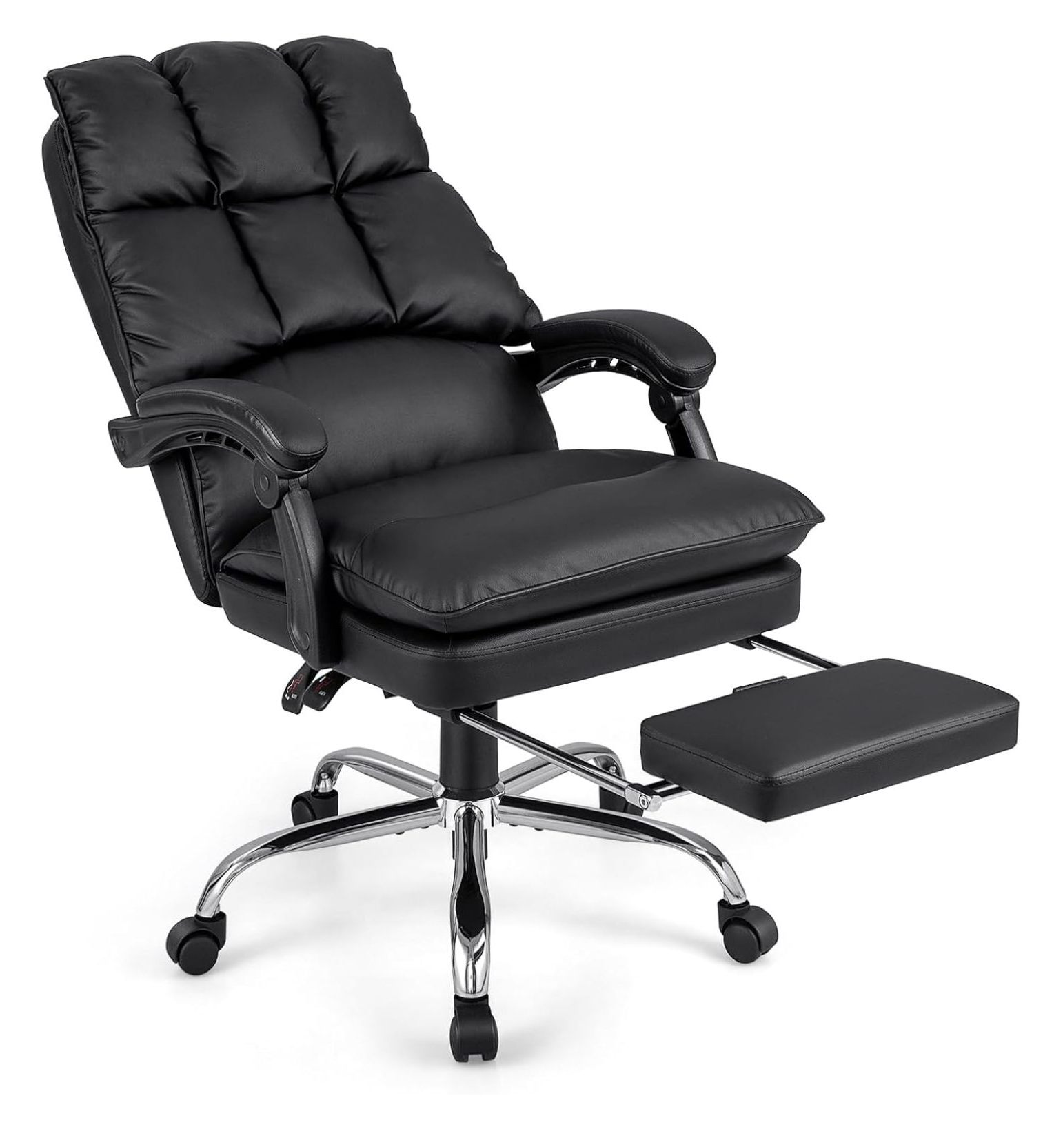 Deng rui Executive Office Chair, PU Leather Reclining Desk Chair with Footrest High Back ...