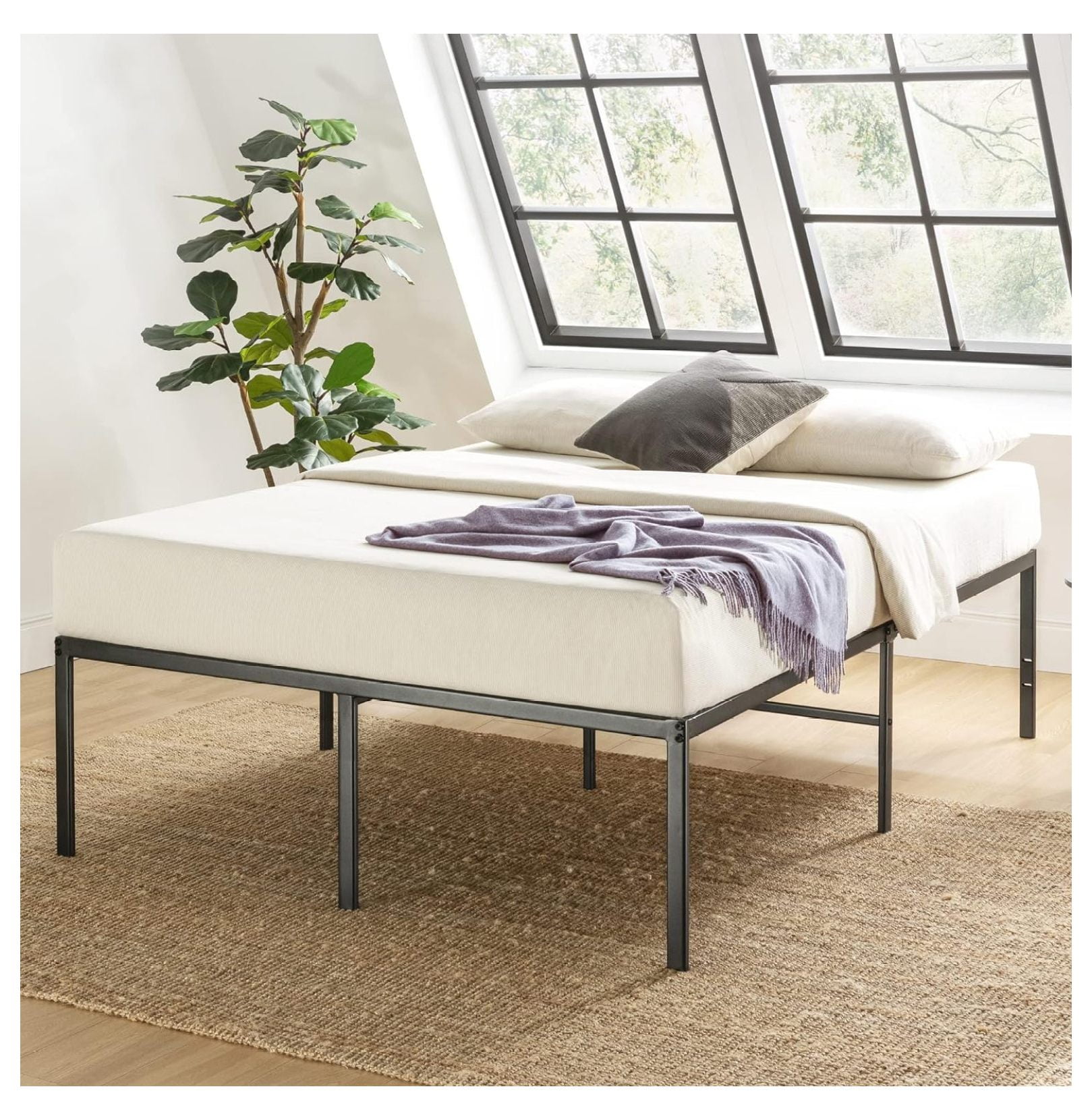 Deng rui Full 18 Inch Black Metal Platform Bed Frame - Walmart.com