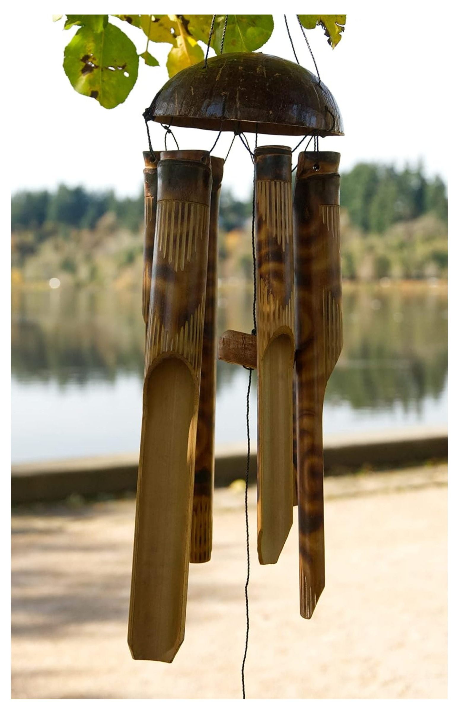 Deng rui Gifts 138 Deng rui Simple Bamboo Wind Chime, Large, Natural ...