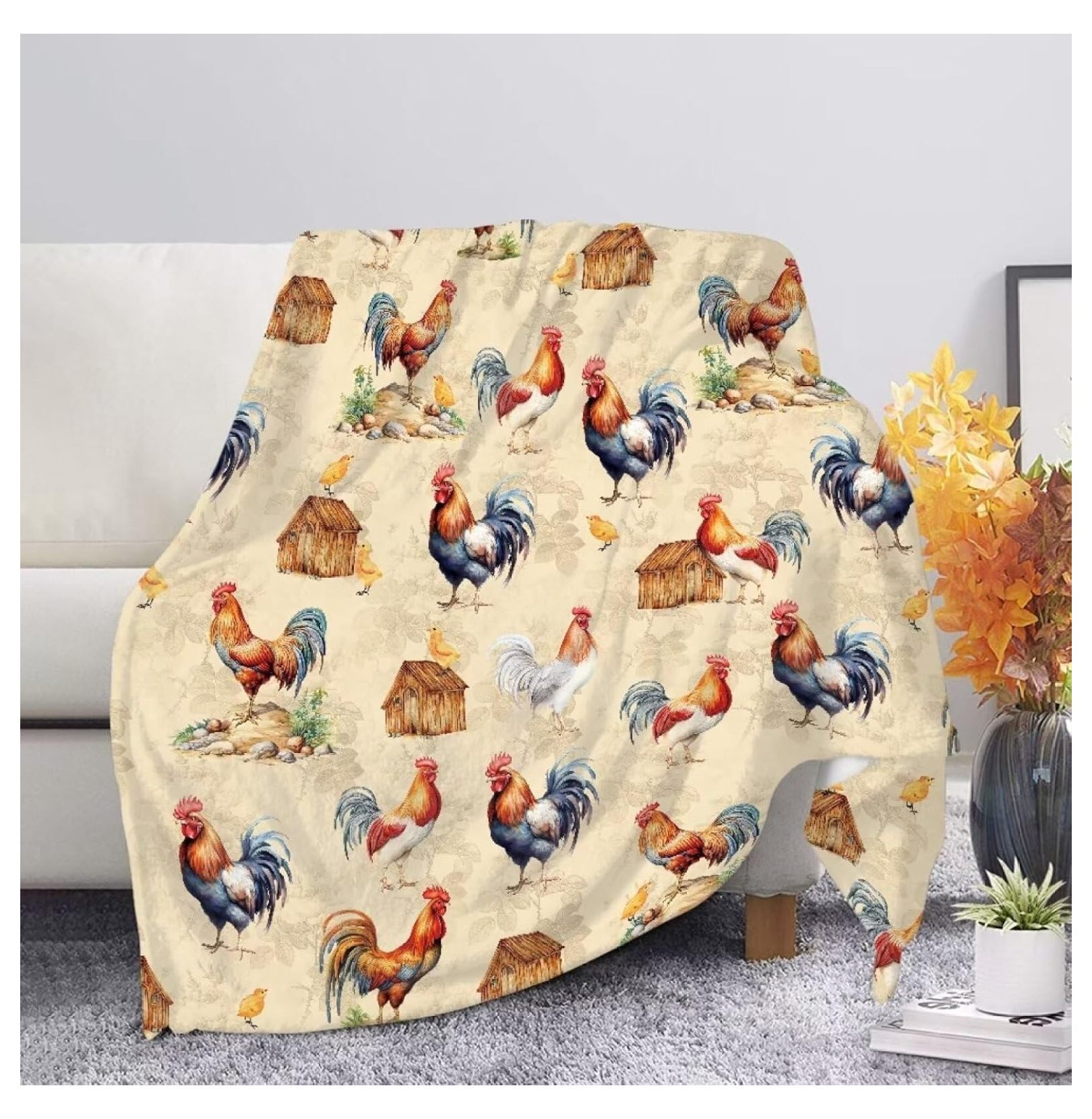 Deng rui Kids Adult Throw Blankets Flannel Blankets Rooster Blankets ...