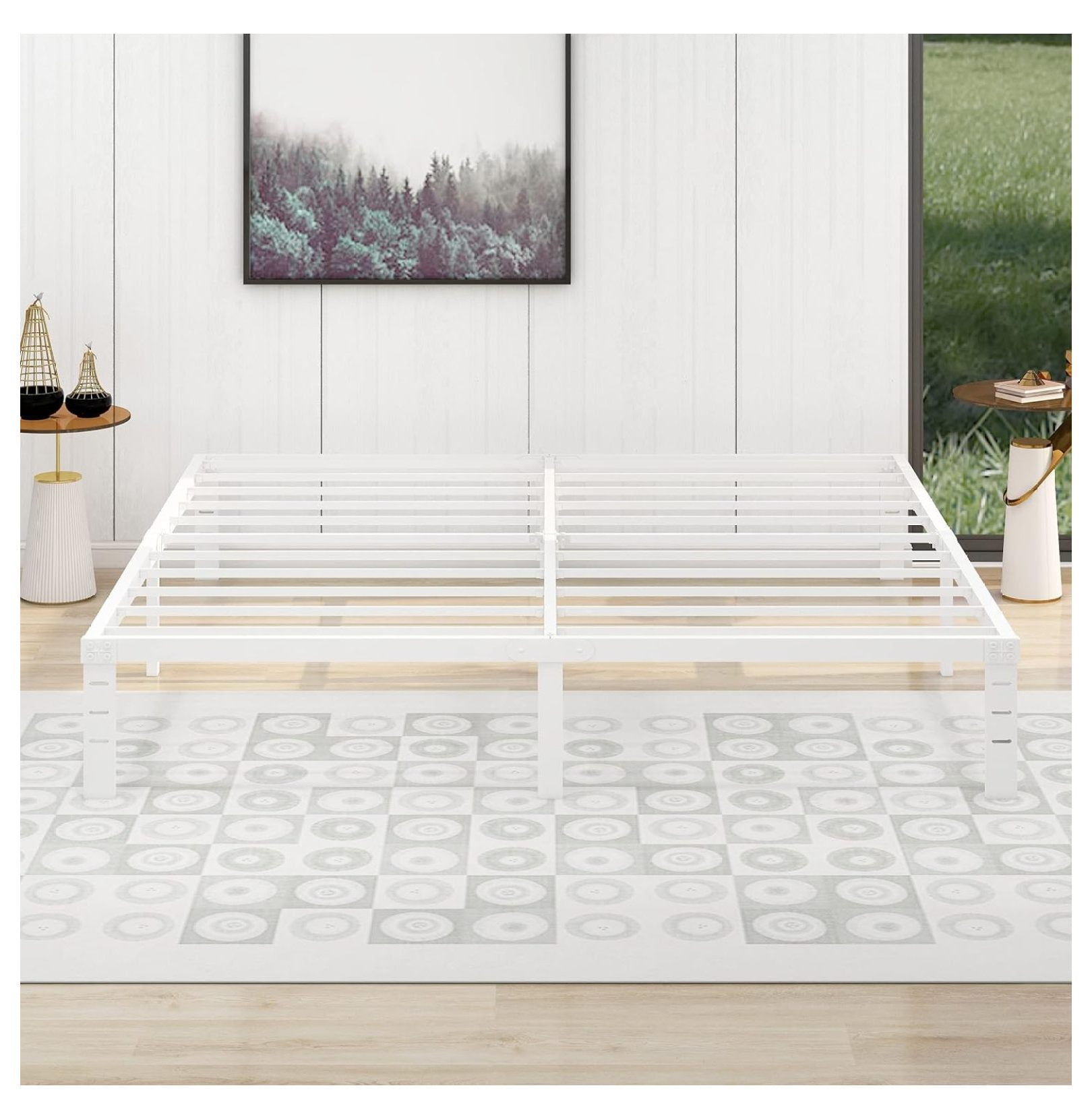 Deng rui King Size Bed Frame 14 Inch Metal Platform Bed Frame Heavy Duty Steel Slats Support No ...