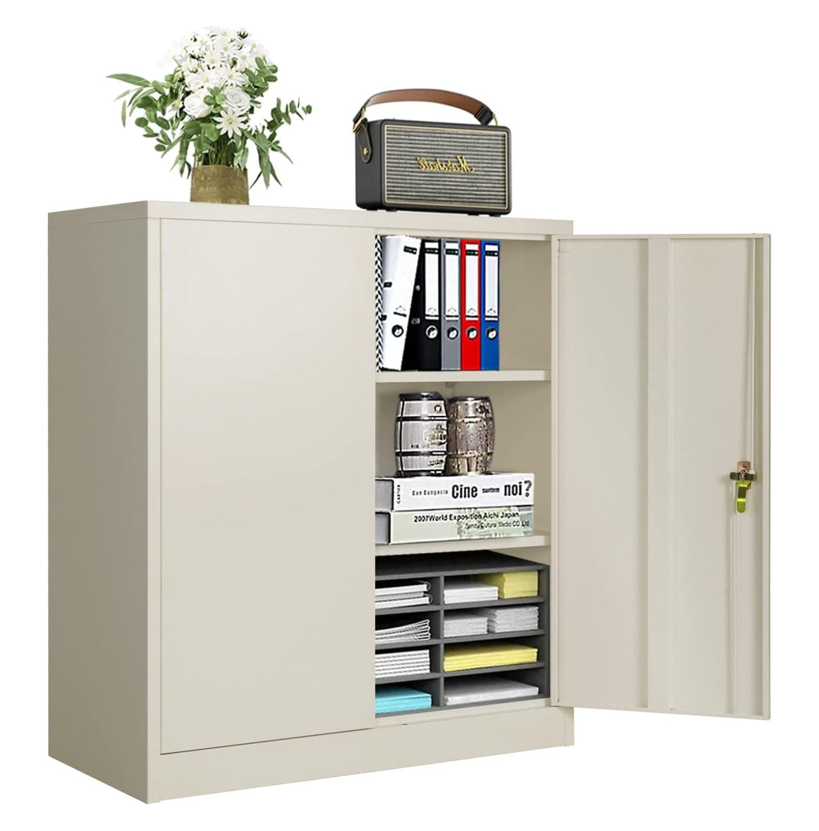 Deng rui Metal Storage Cabinet, Garage Cabinet with Doors and Shelves ...