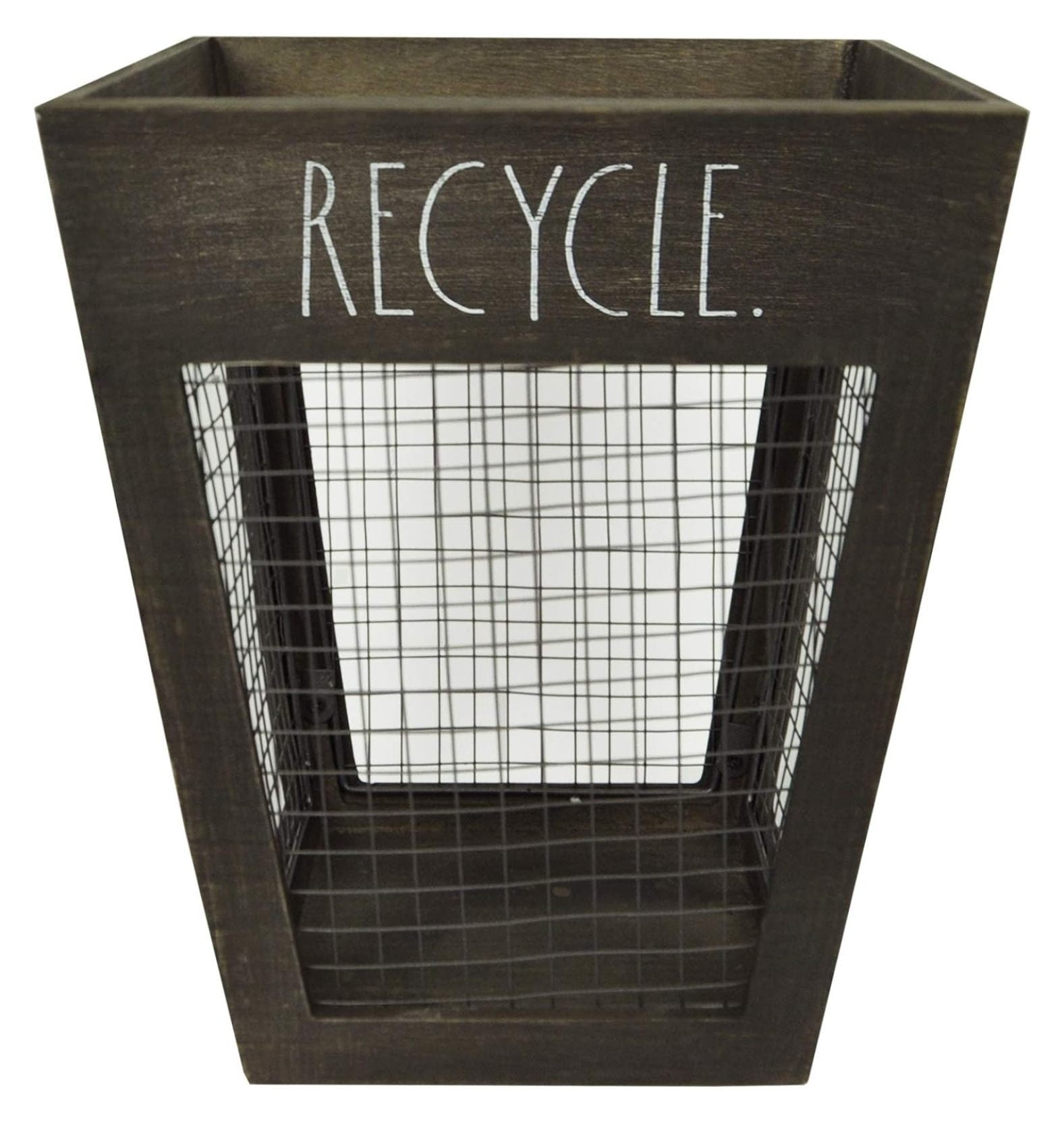 Deng rui Mini Waste Basket - Metal and Wood Trash Bin with Decorative Print for Home, Office ...