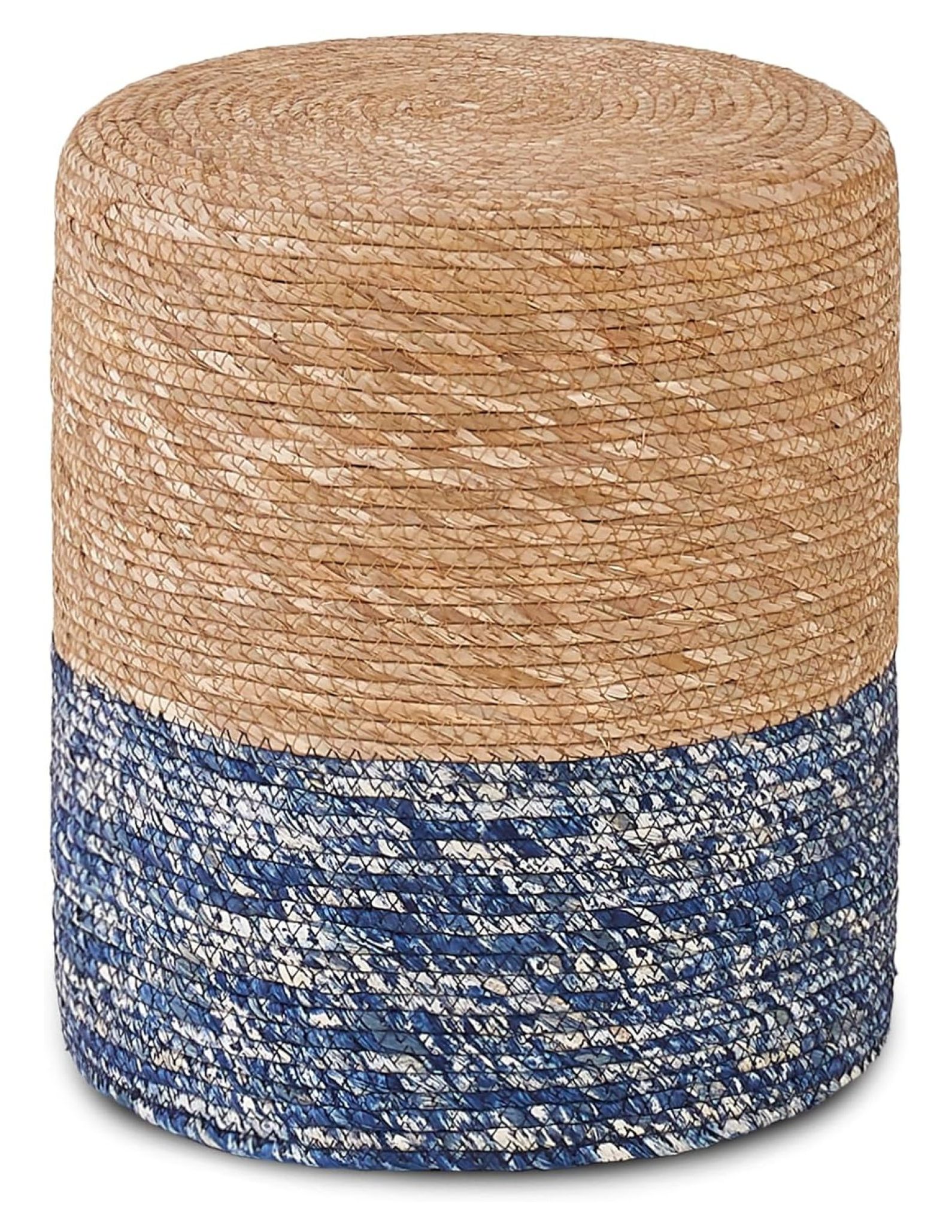 Deng rui Round Ottoman, Natural Hand Braided Pouffe, Footstool with ...